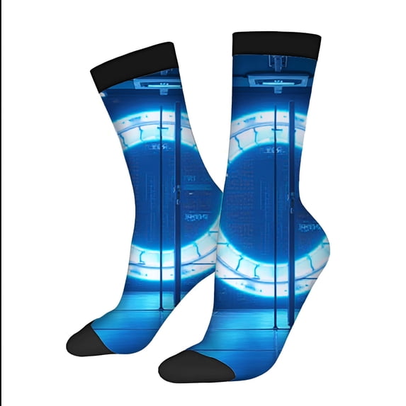 Futuristic Design Socks - 2 Pairs of Unisex Trendy Socks with Blue ...