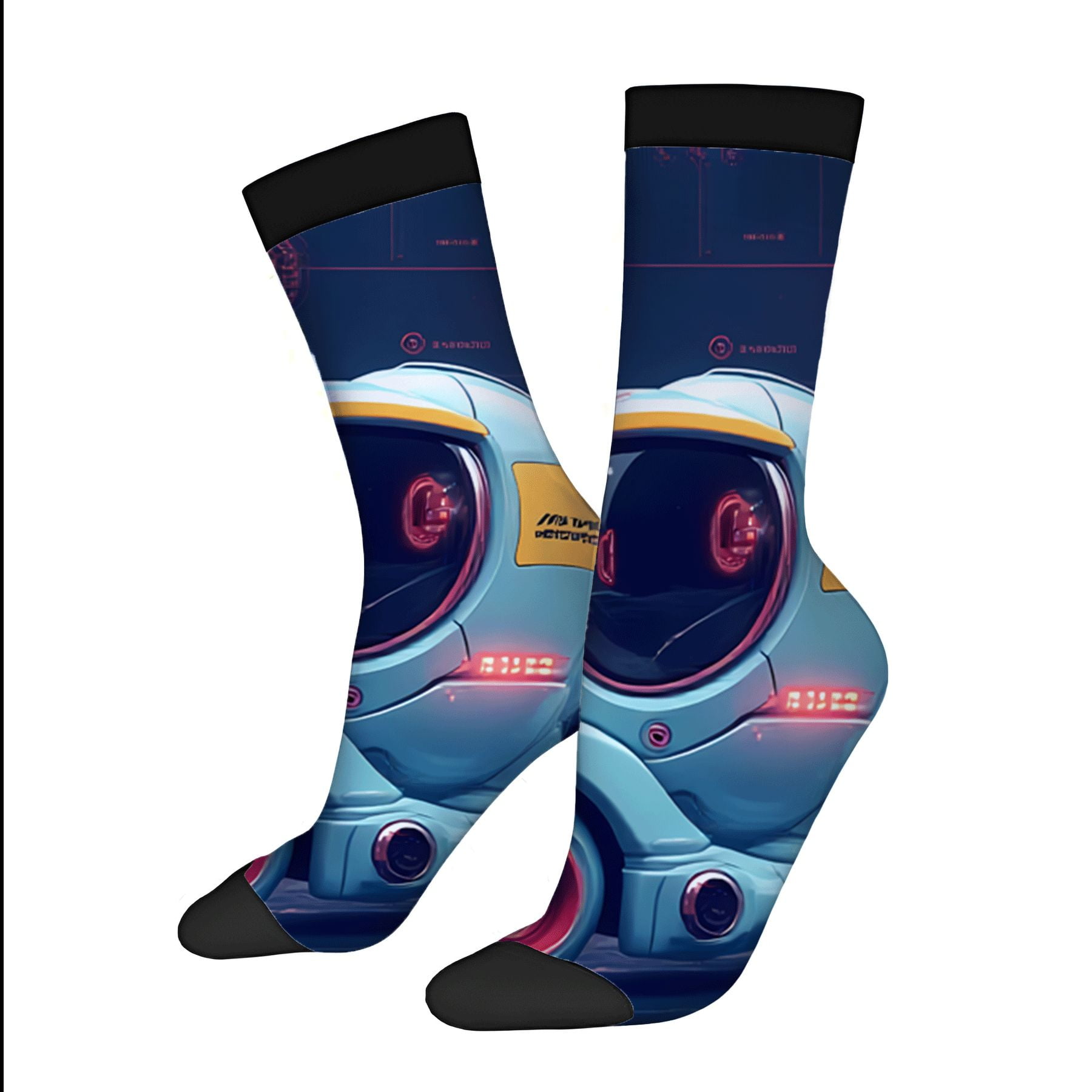 Futuristic Design Socks 2 Pairs of Unisex Trendy Socks with Sleek Blue ...