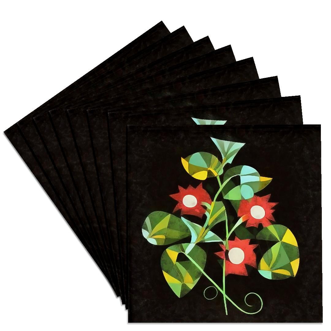 3drose, Futuristic Floral Morning Glory Abstract Art, Set of 8 Ceramic ...
