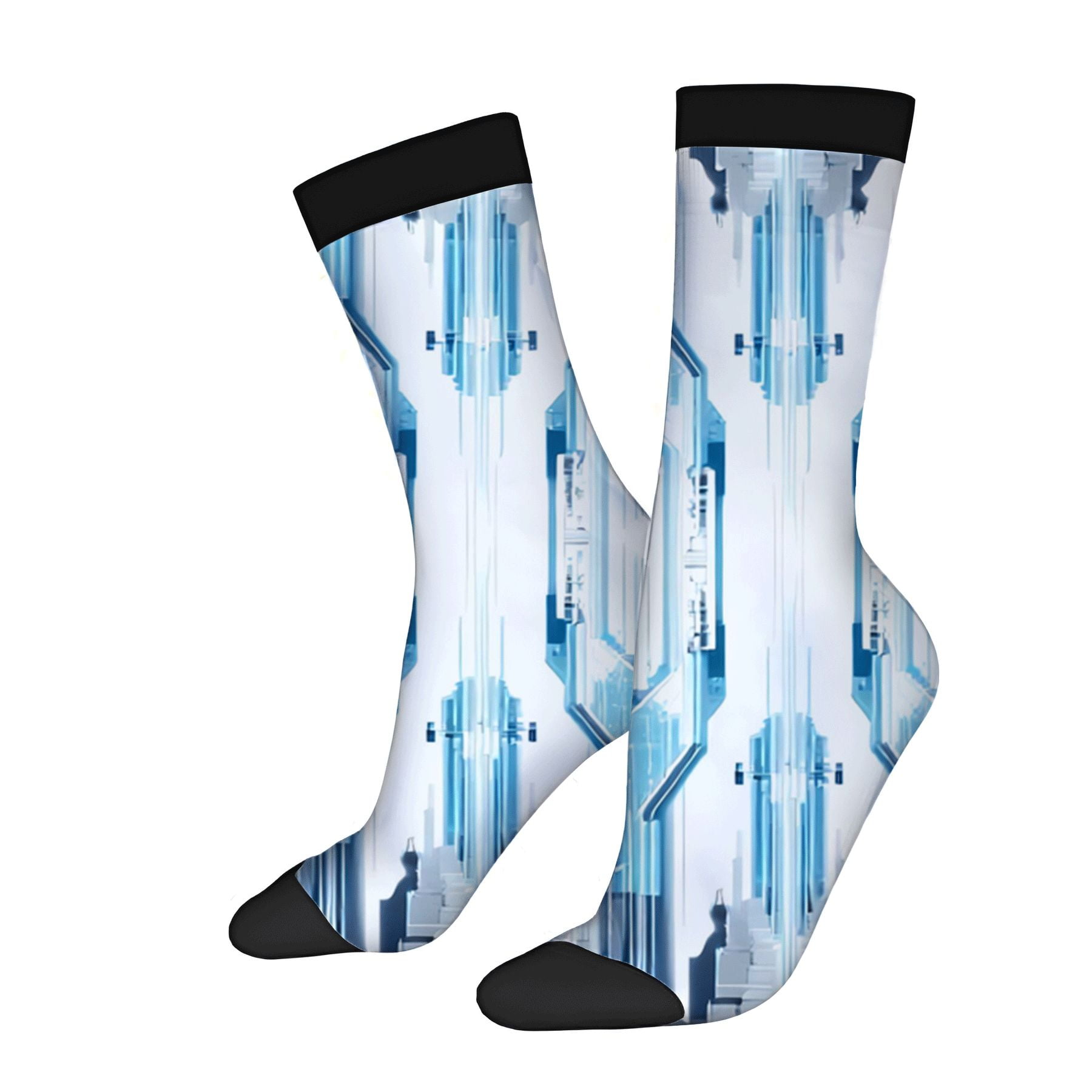 Futuristic Geometric Circuitry Socks - 2 Pairs of Unisex Trendy Socks ...