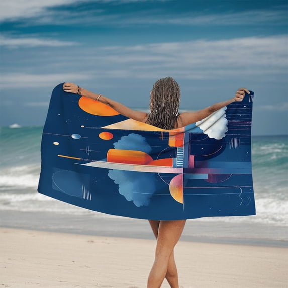 Futuristic Geometric Pattern Beach Towel - Vibrant Colors Abstract ...