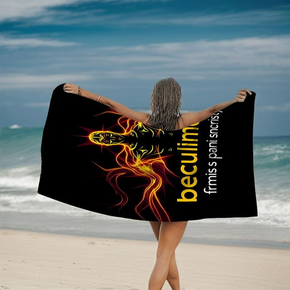 Futuristic Glowing Lines Design Beach Towel - Stylish Pool Towel for ...