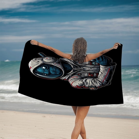 Futuristic Gray & Red Spacesuit Pattern Beach Towel - Perfect for Pool ...