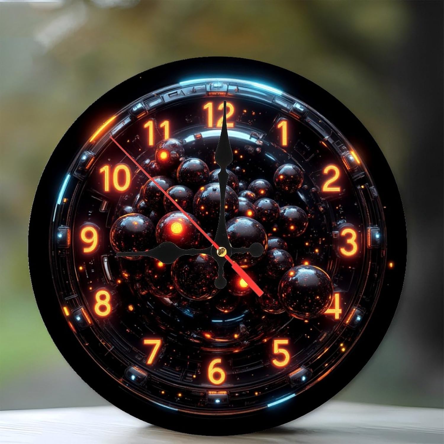 Futuristic LED Wall Clock Modern Home Decor10-Inch Wooden Wall Clock ...