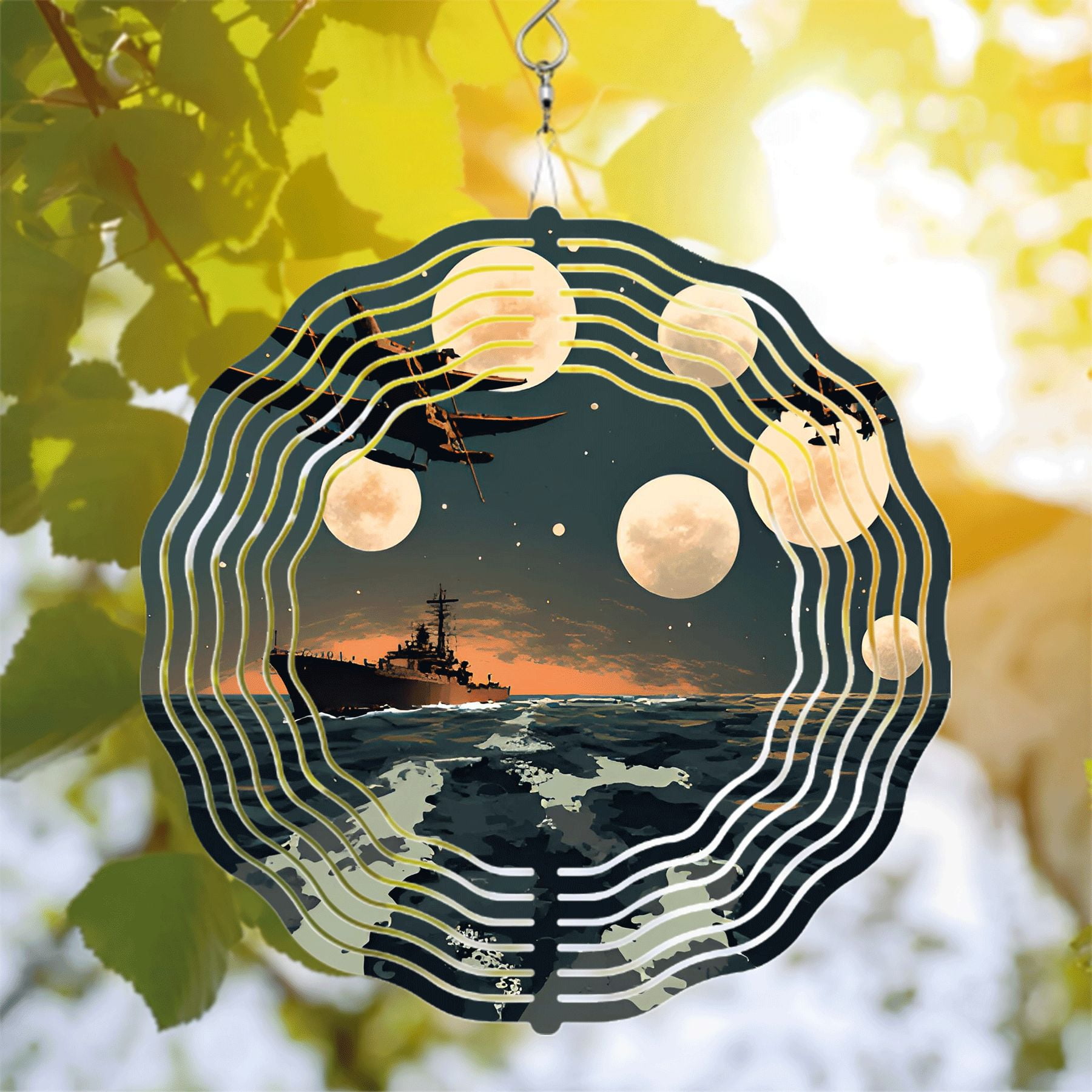 Futuristic Metal Hanging Wind Spinners & Chimes - Artistic Circular ...