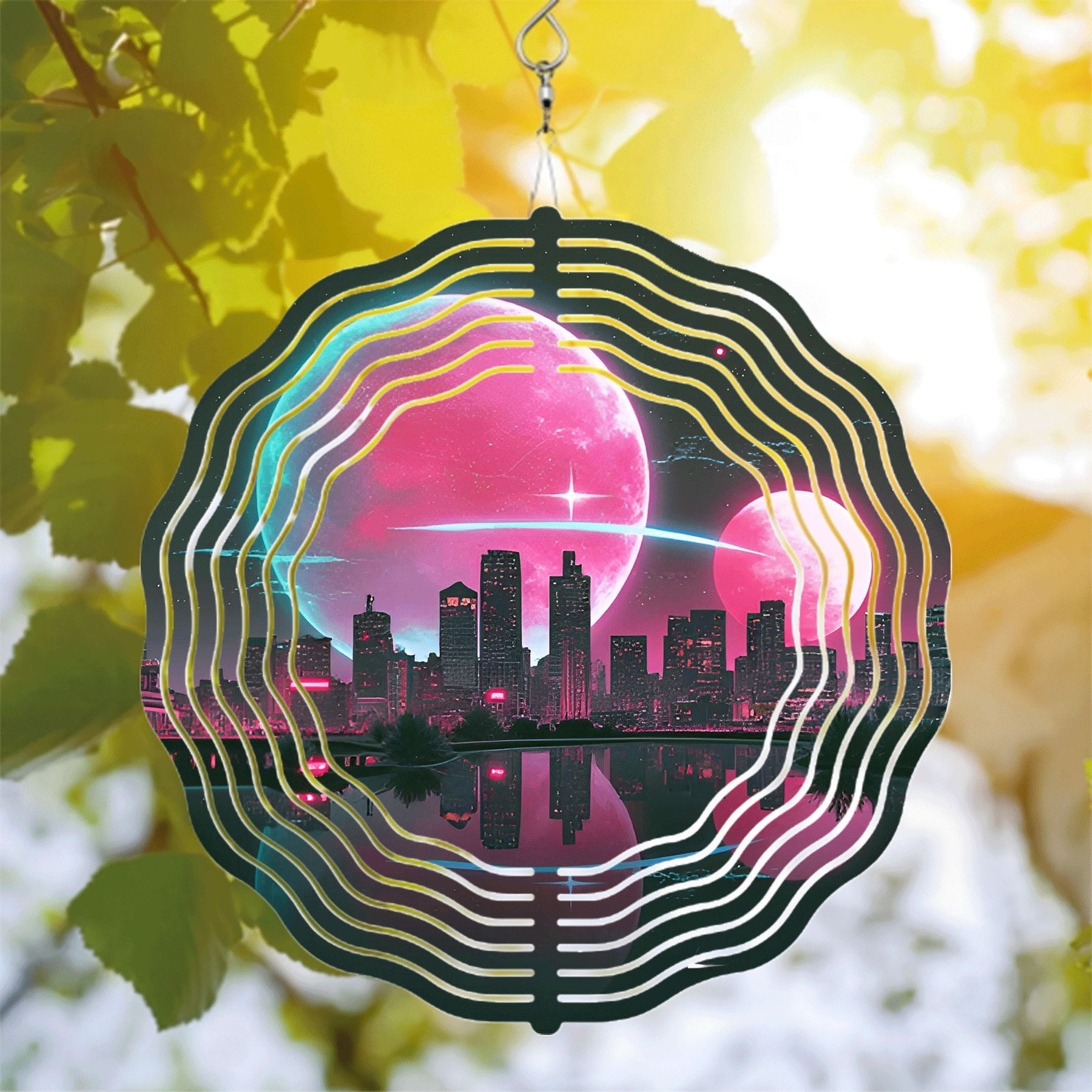 Futuristic Metal Hanging Wind Spinners & Chimes - Celestial Pattern ...