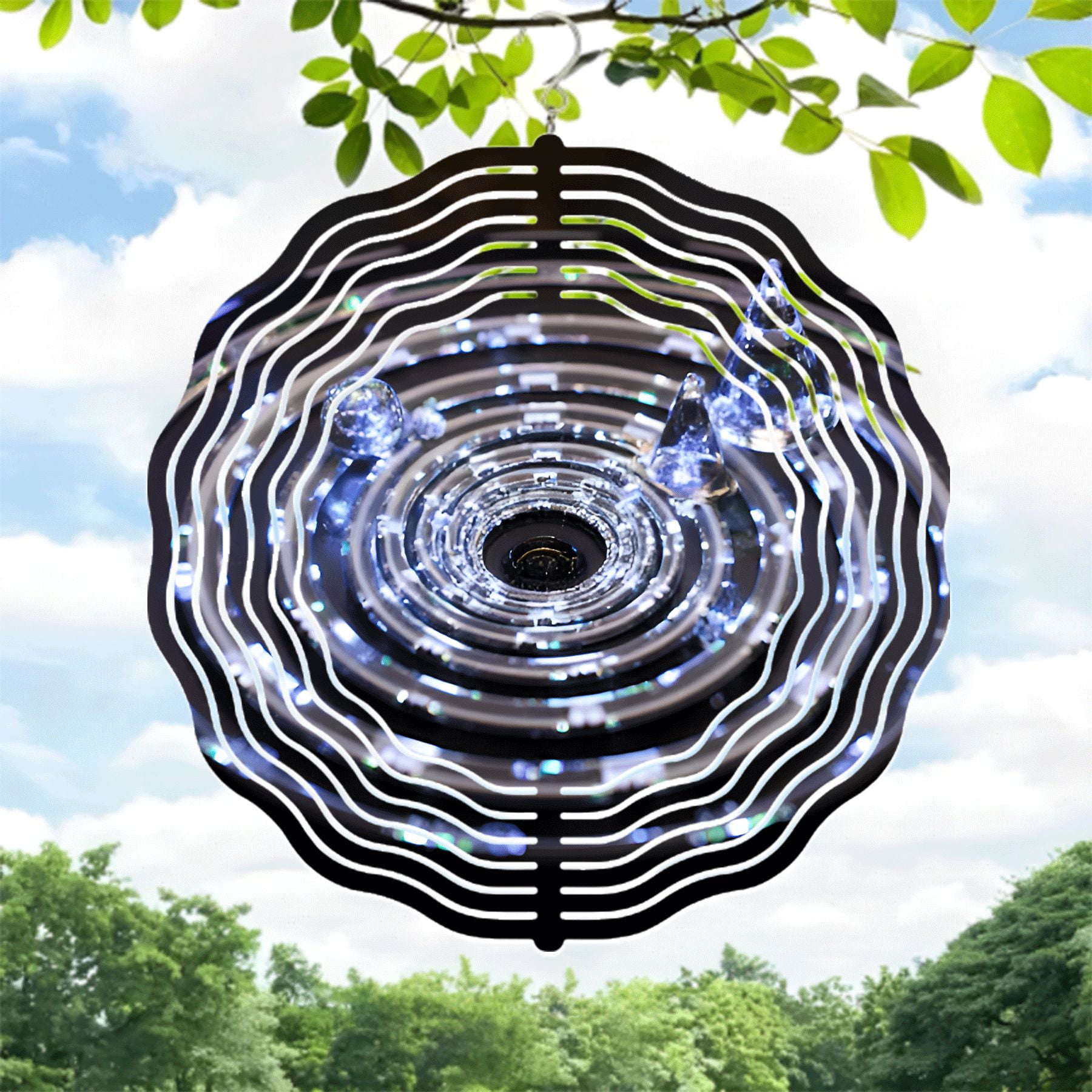 Futuristic Metal Hanging Wind Spinners & Chimes - Circular Design with ...