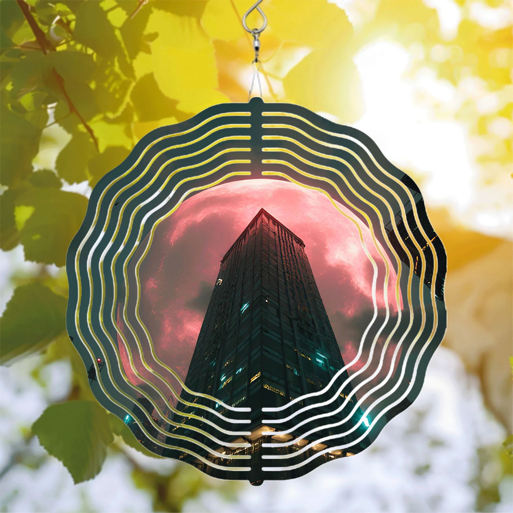 Futuristic Metal Hanging Wind Spinners & Chimes - Circular Pattern ...
