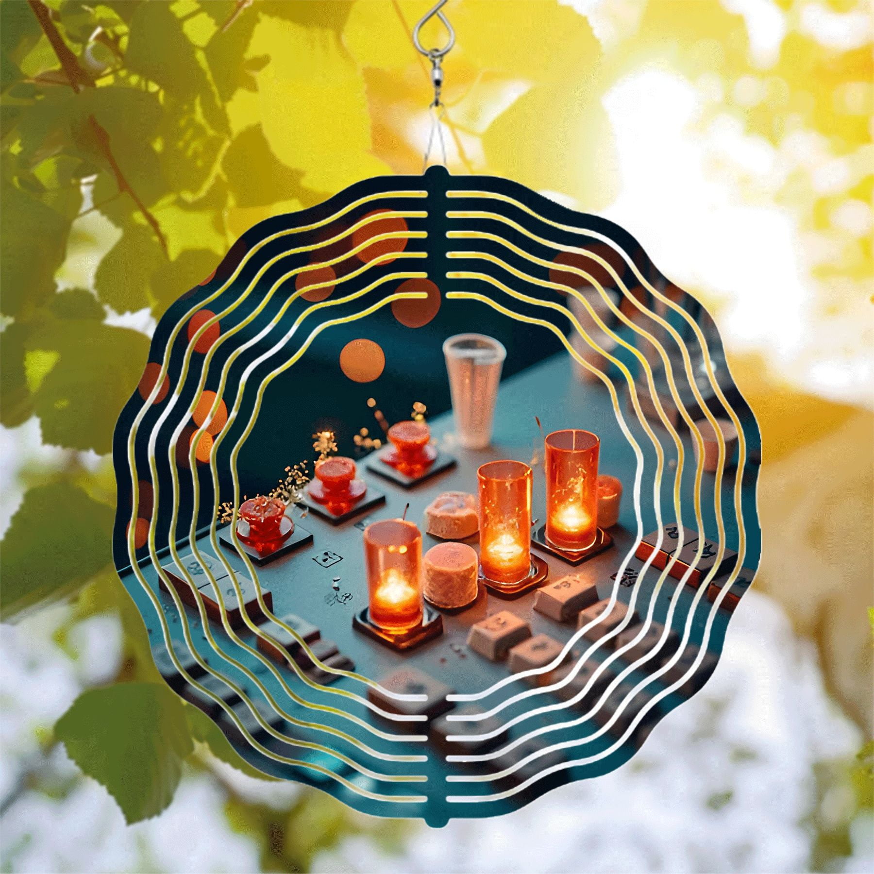Futuristic Metal Hanging Wind Spinners & Chimes - Circular Pattern ...