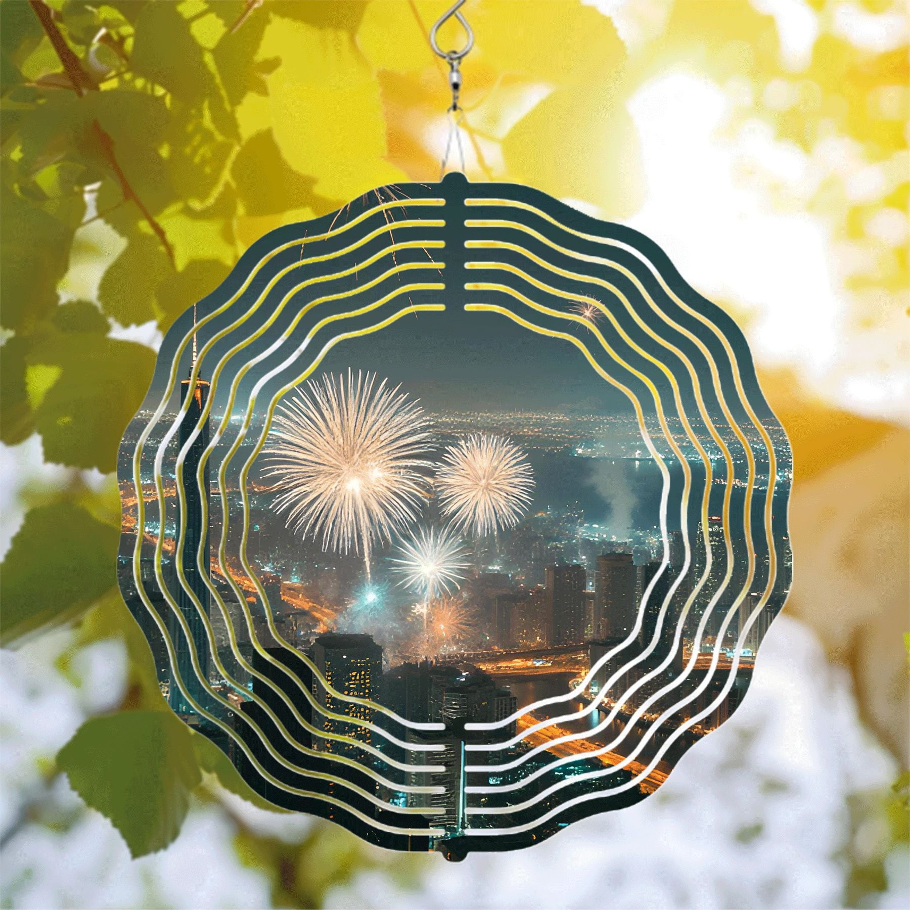 Futuristic Metal Hanging Wind Spinners & Chimes - Circular Sound Wave ...