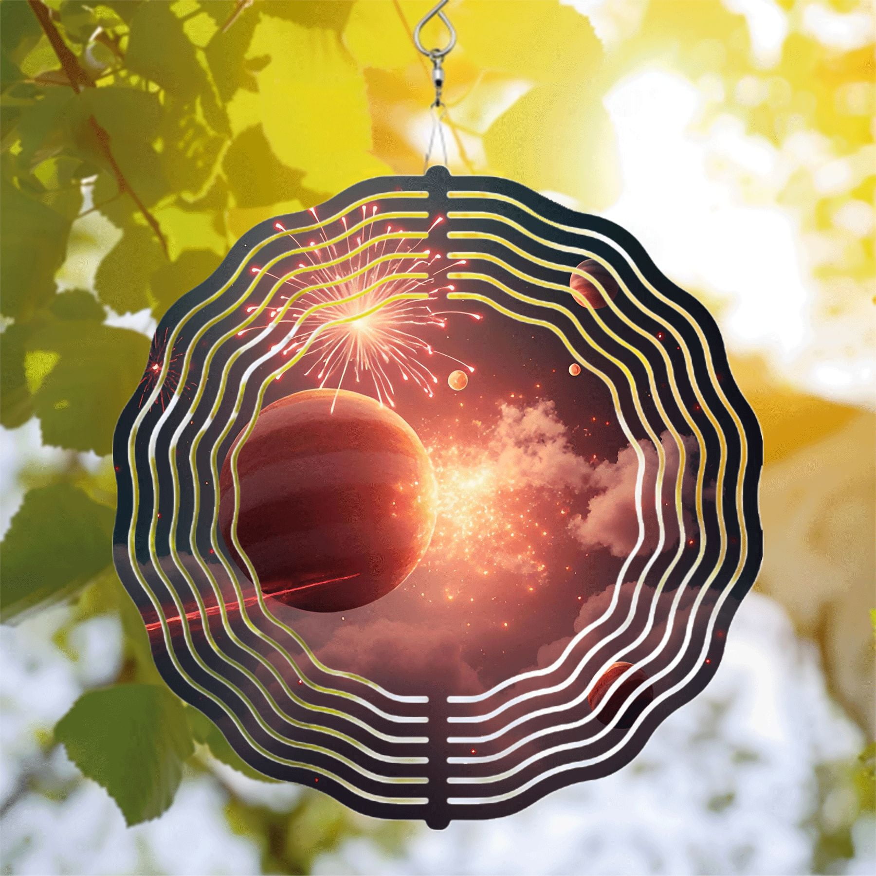 Futuristic Metal Hanging Wind Spinners & Chimes - Concentric Wave ...