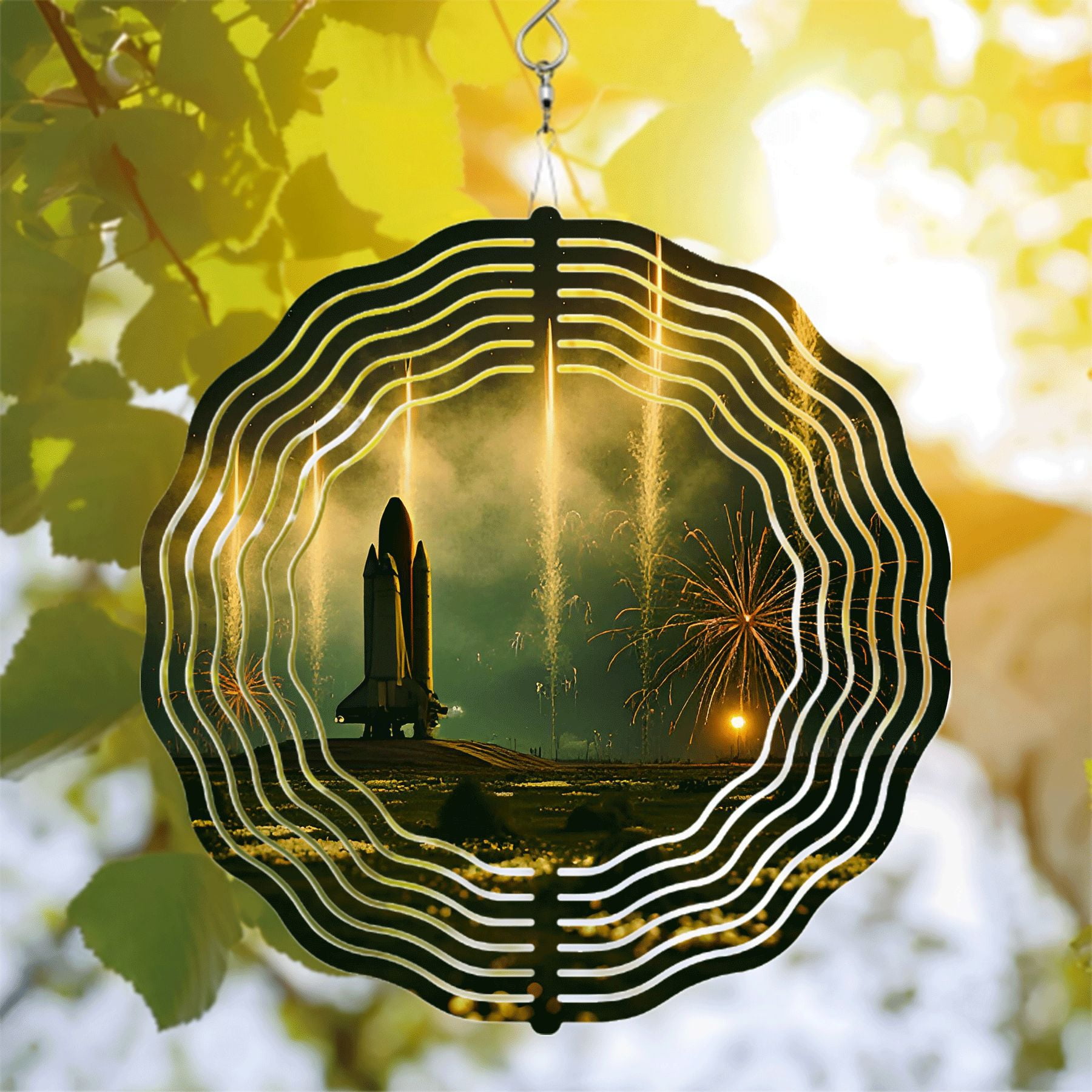 Futuristic Metal Hanging Wind Spinners & Chimes - Dynamic Circular ...