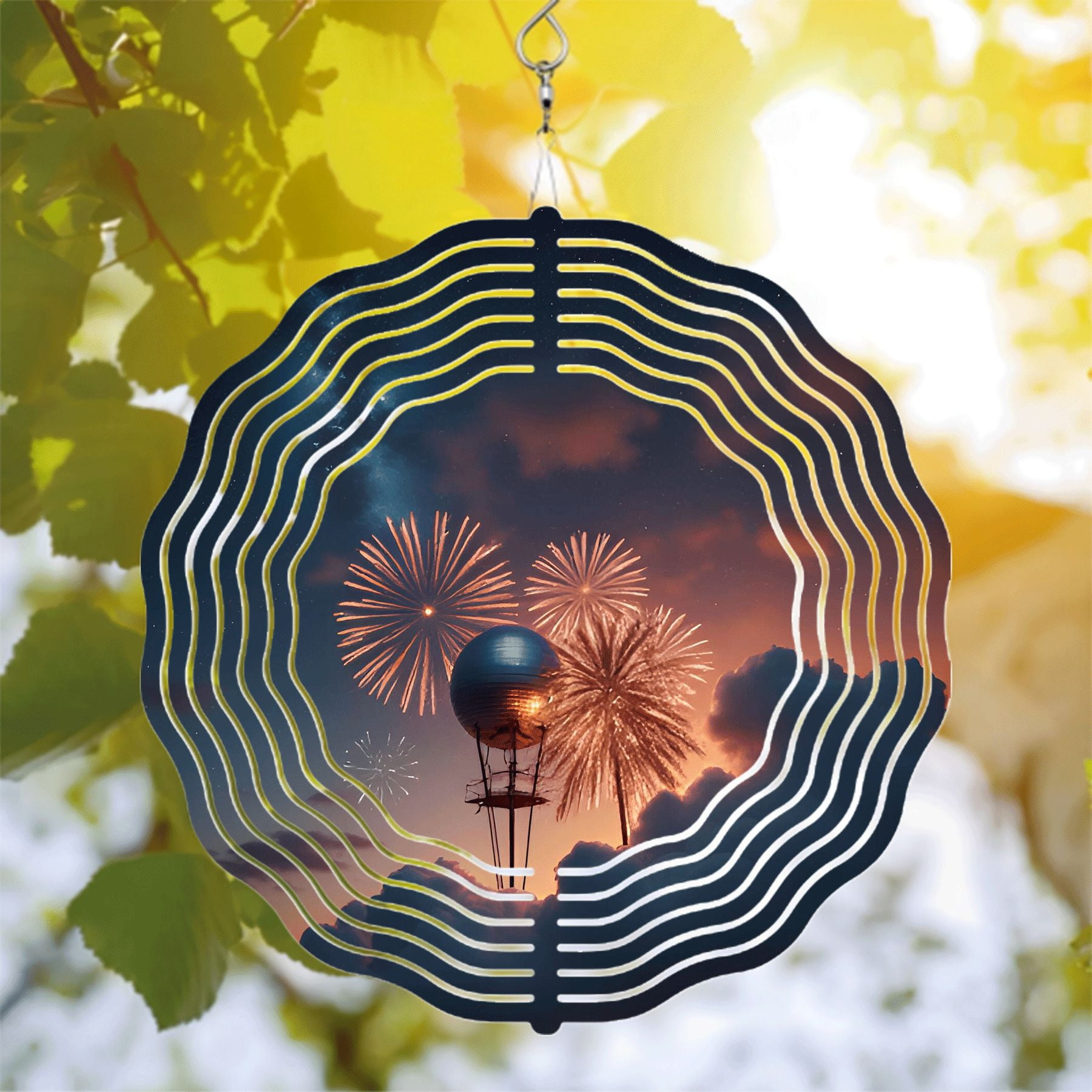 Futuristic Metal Hanging Wind Spinners & Chimes - Dynamic Wave Patterns ...