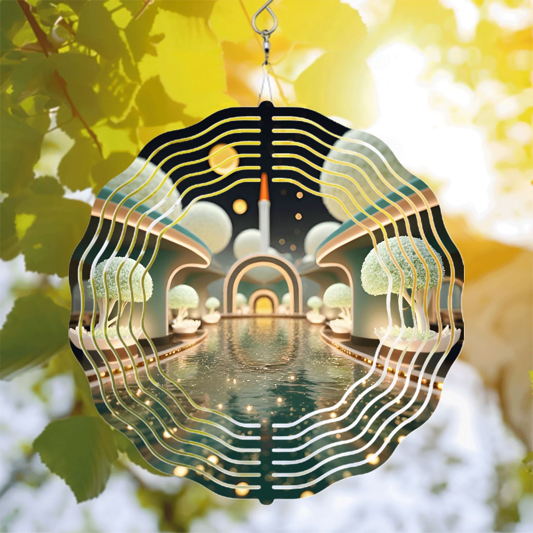 Futuristic Metal Hanging Wind Spinners & Chimes - Ethereal Design with ...