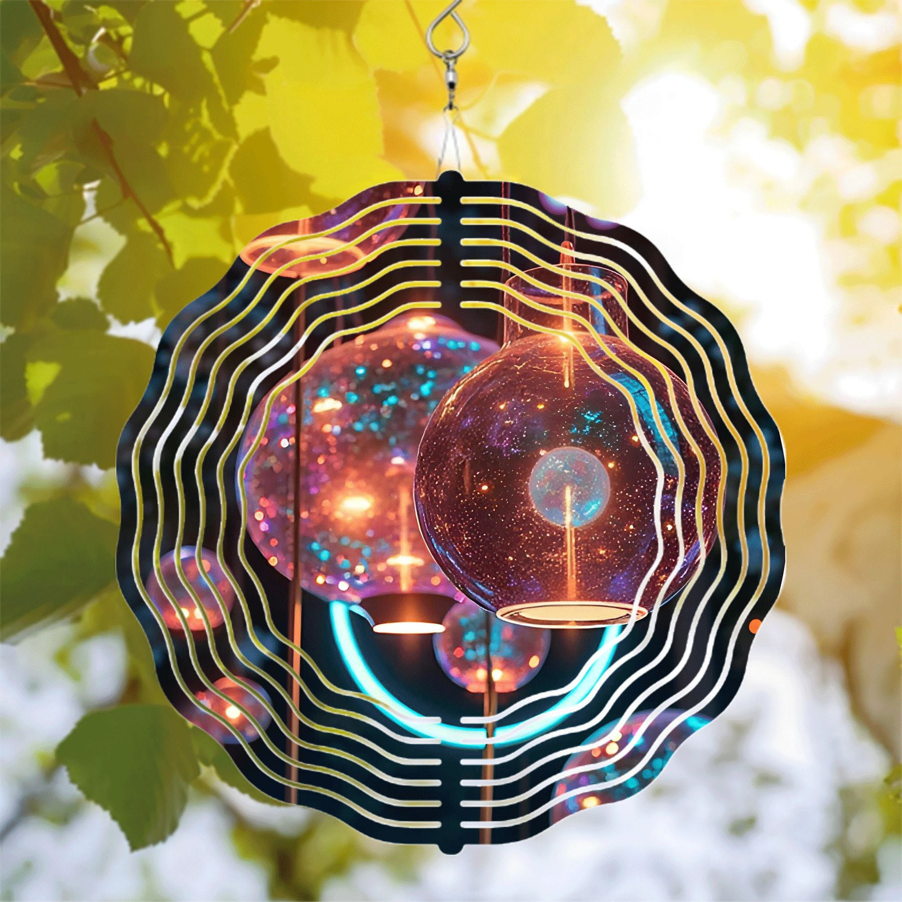 Futuristic Metal Hanging Wind Spinners & Chimes - Ethereal Glow ...