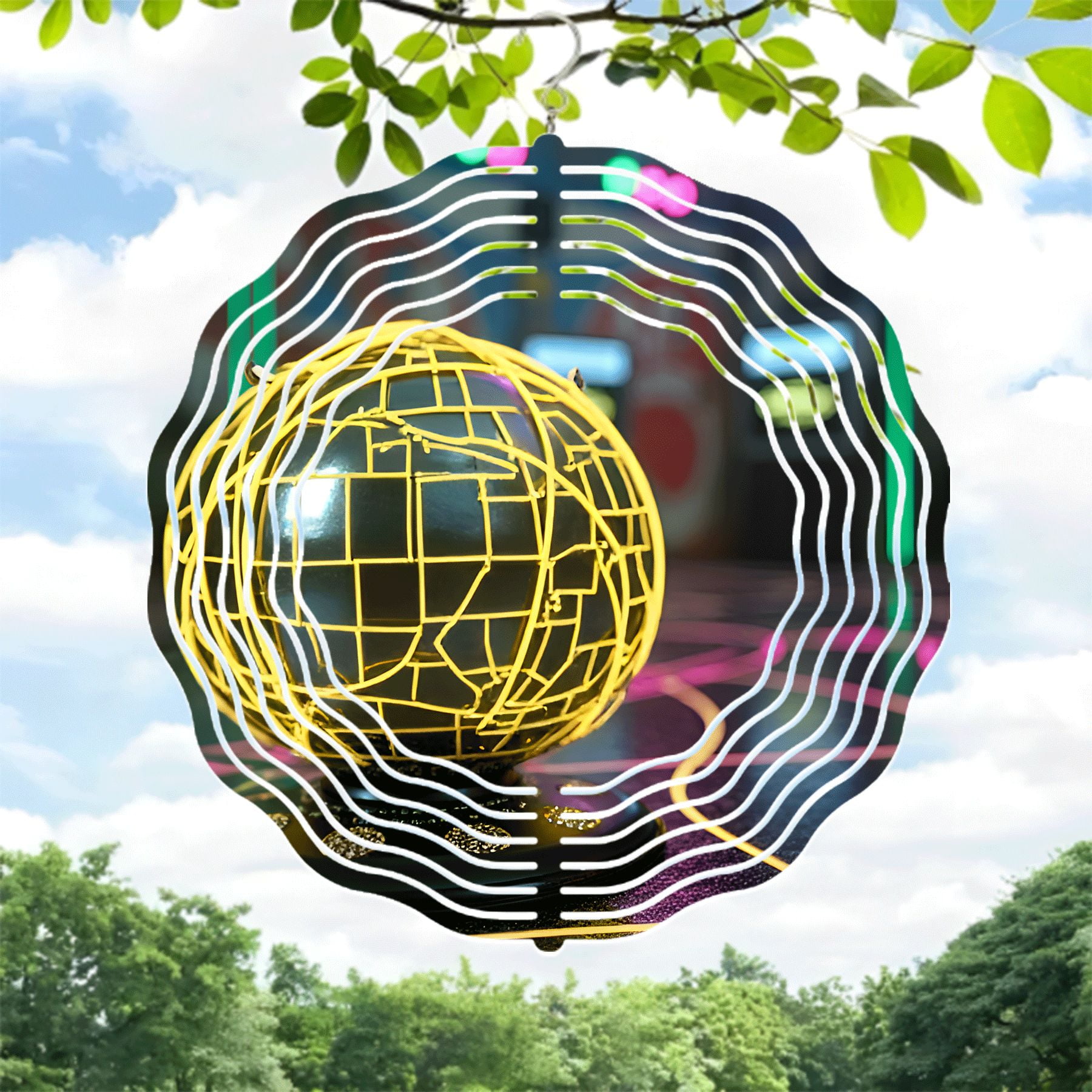 Futuristic Metal Hanging Wind Spinners & Chimes - Intricate Pattern ...