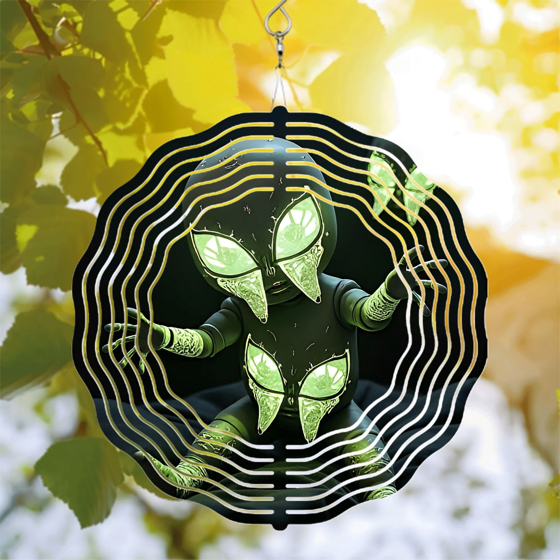Futuristic Metal Hanging Wind Spinners & Chimes - Intricate Patterns ...