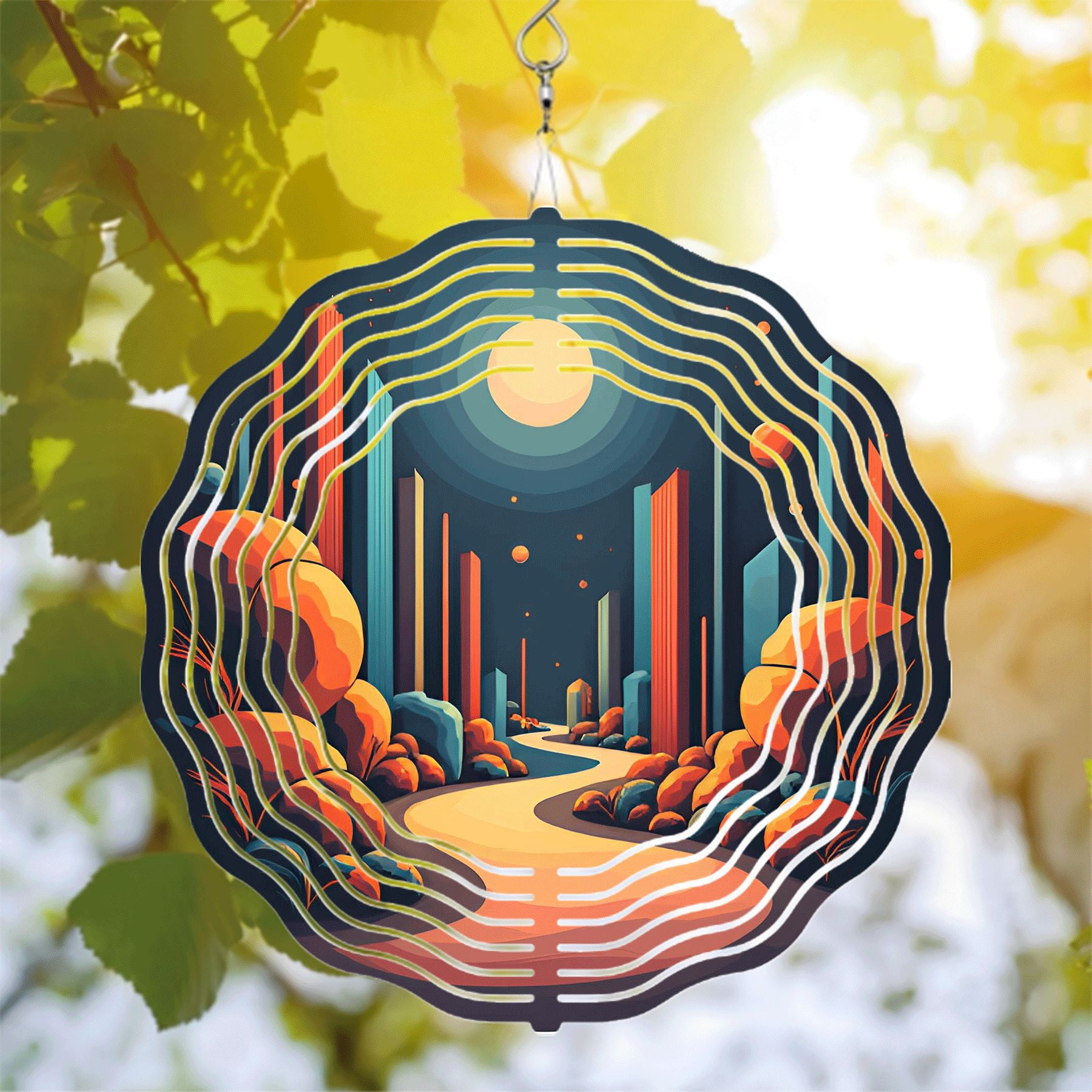 Futuristic Metal Hanging Wind Spinners & Chimes - Serene Garden Decor ...