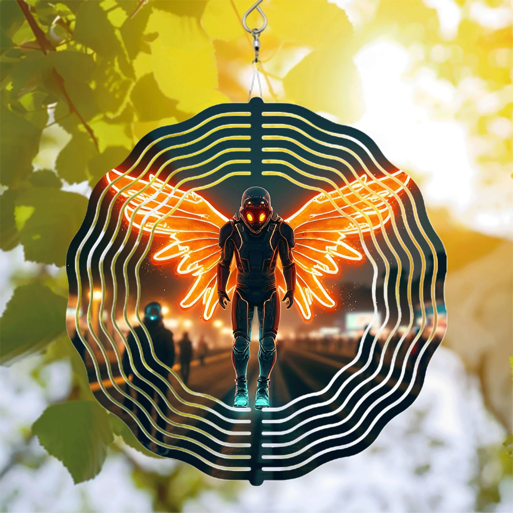 Futuristic Metal Hanging Wind Spinners & Chimes - Sleek Black Design ...