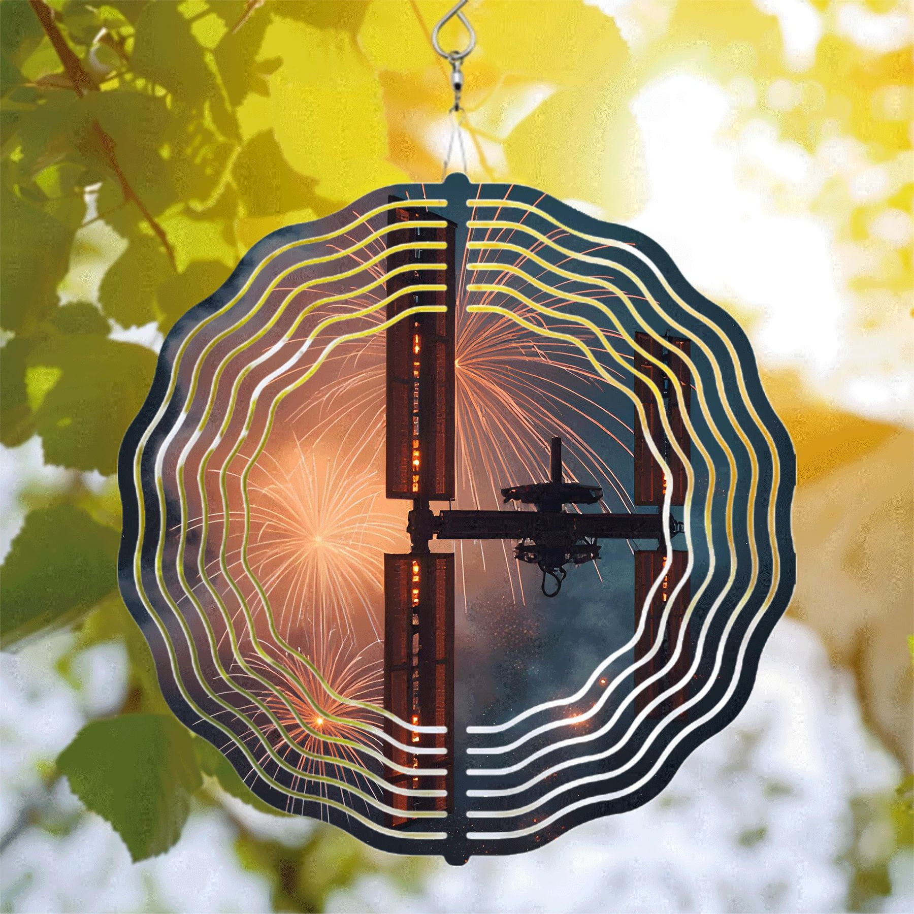 Futuristic Metal Hanging Wind Spinners & Chimes - Symmetrical Wave ...