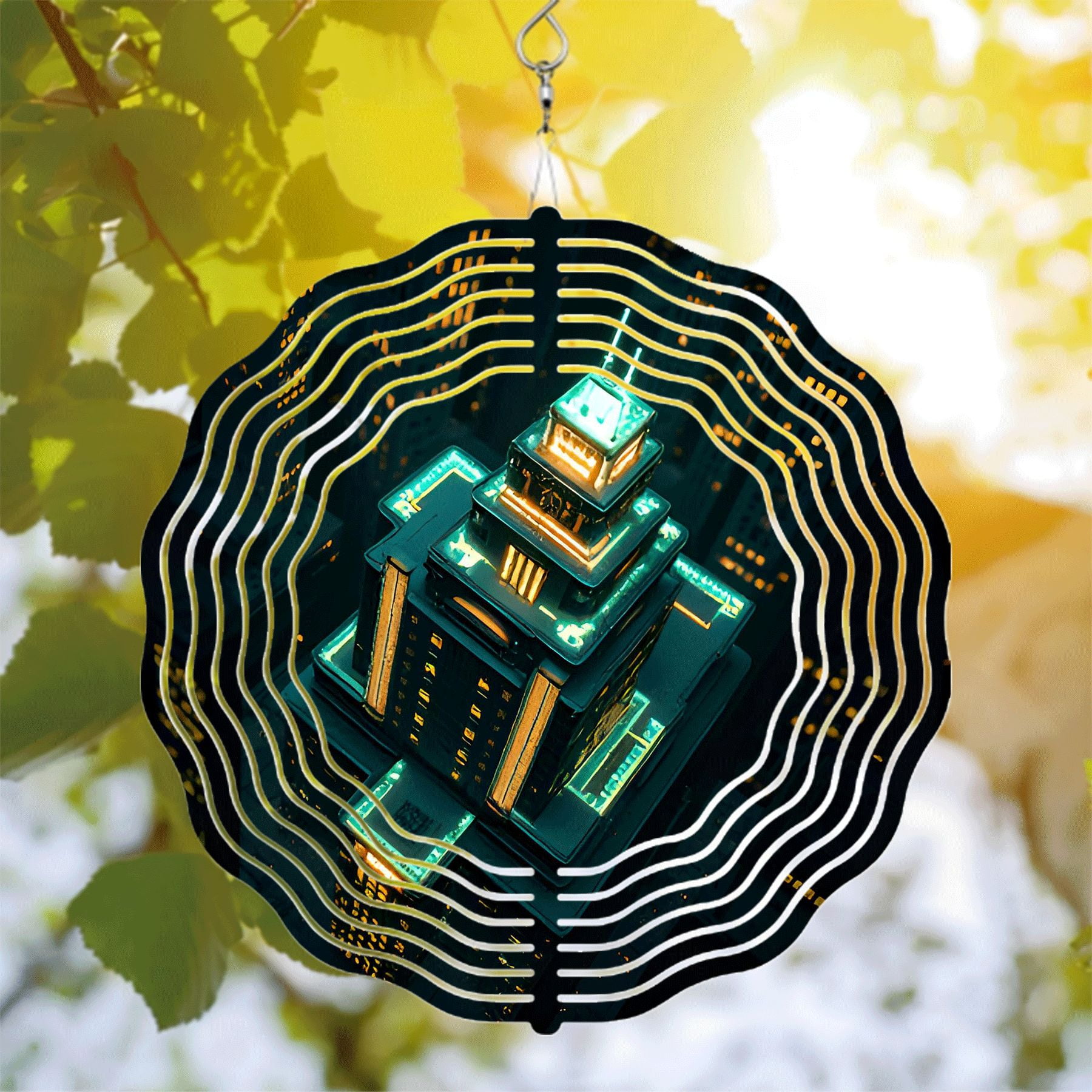Futuristic Metal Hanging Wind Spinners & Chimes - Vibrant Orange ...