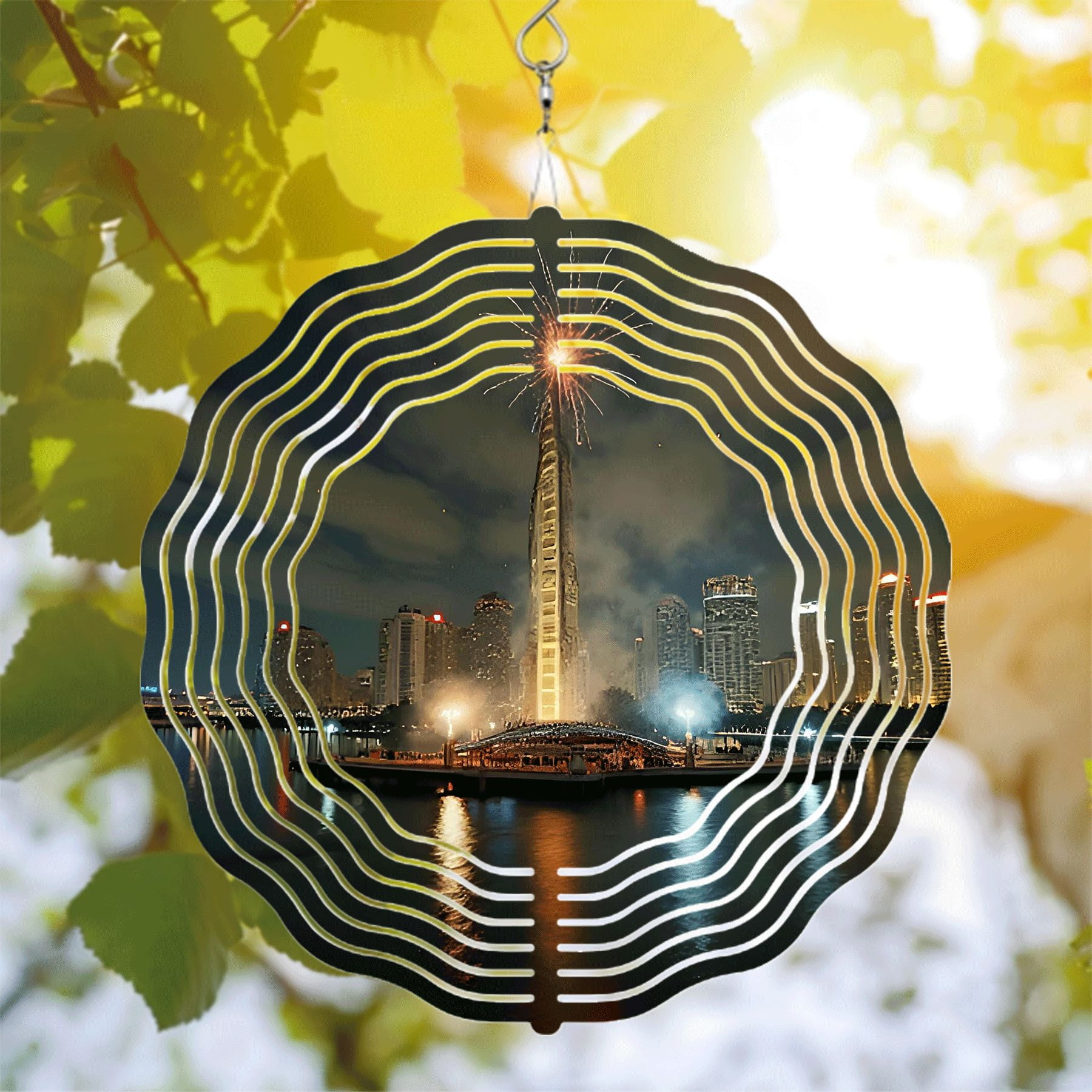 Futuristic Metal Hanging Wind Spinners & Chimes - Wave - Like Patterns ...