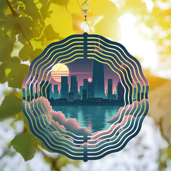 Futuristic Metal Hanging Wind Spinners - Circular Sound Wave Design for ...