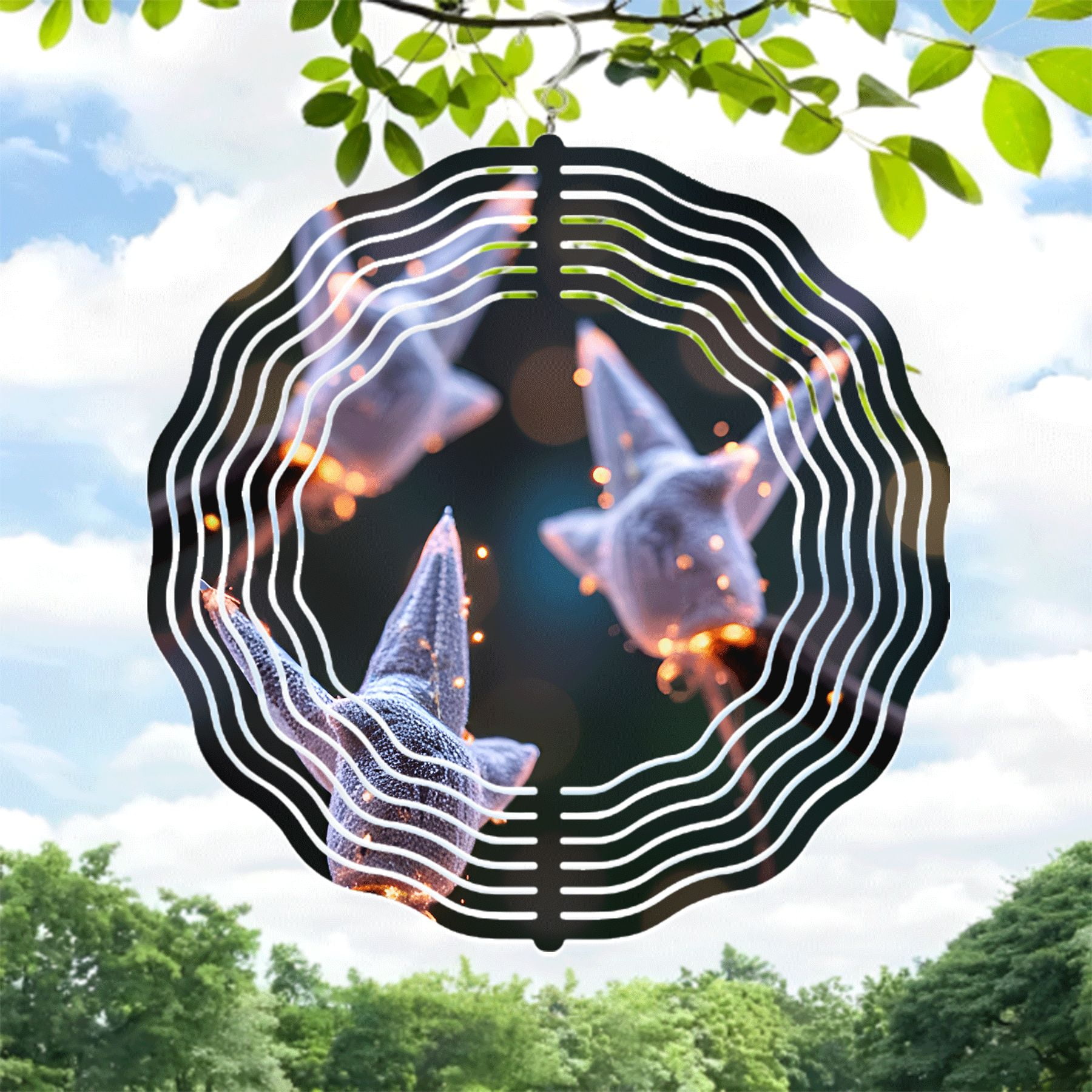 Futuristic Metal Hanging Wind Spinners with Concentric Circular ...