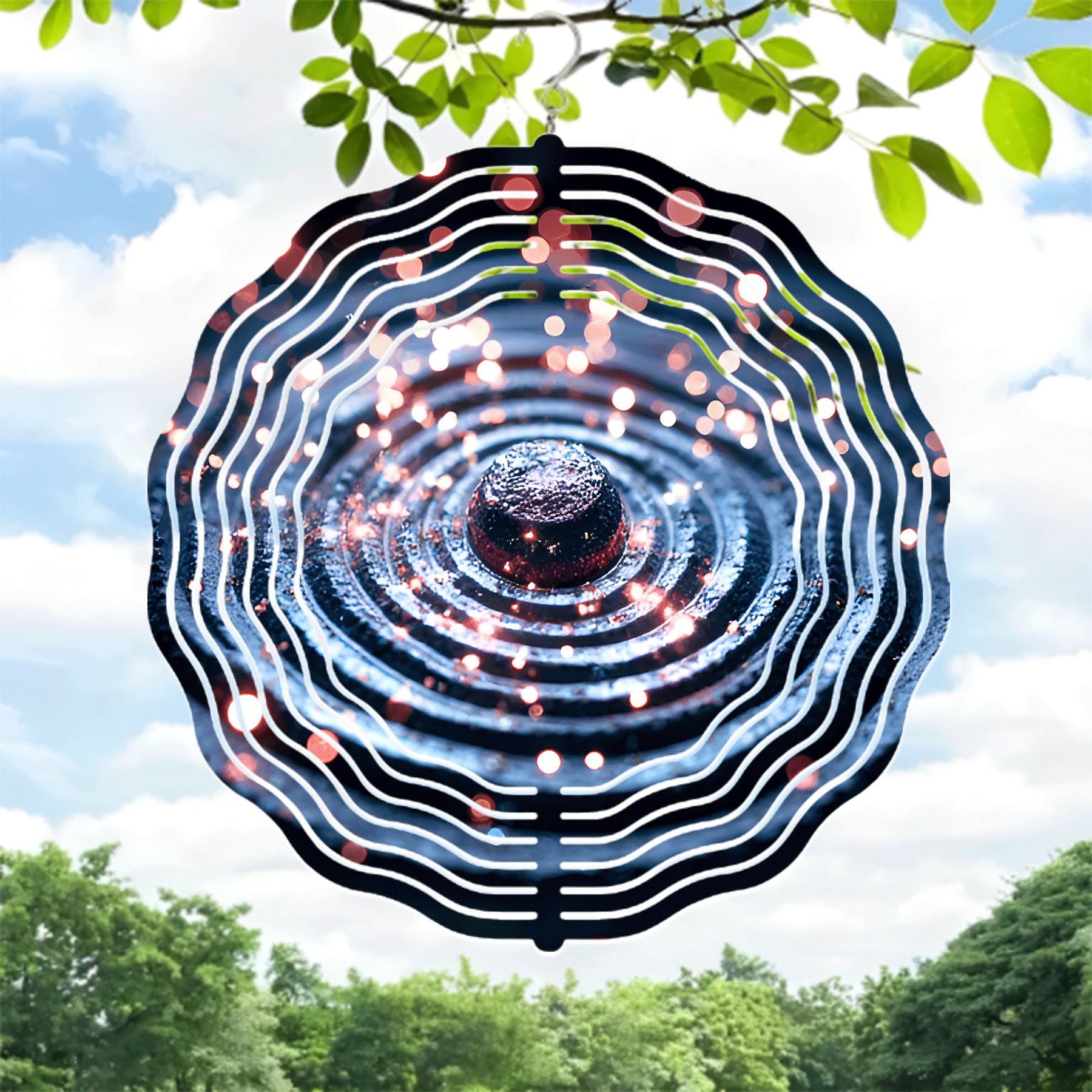 Futuristic Metal Hanging Wind Spinners with Concentric Circular ...