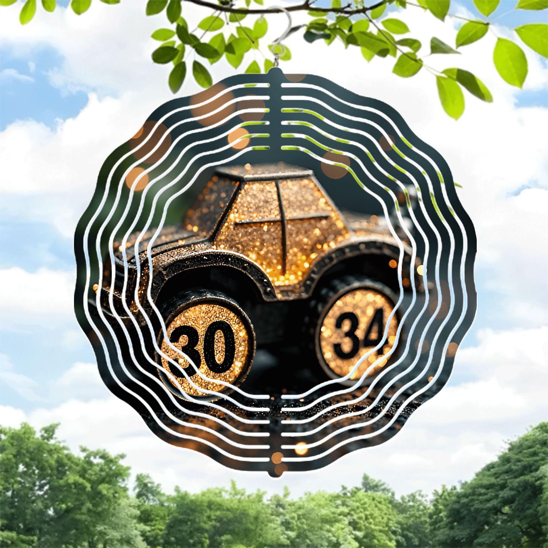 Futuristic Metal Hanging Wind Spinners with Concentric Wave Design ...