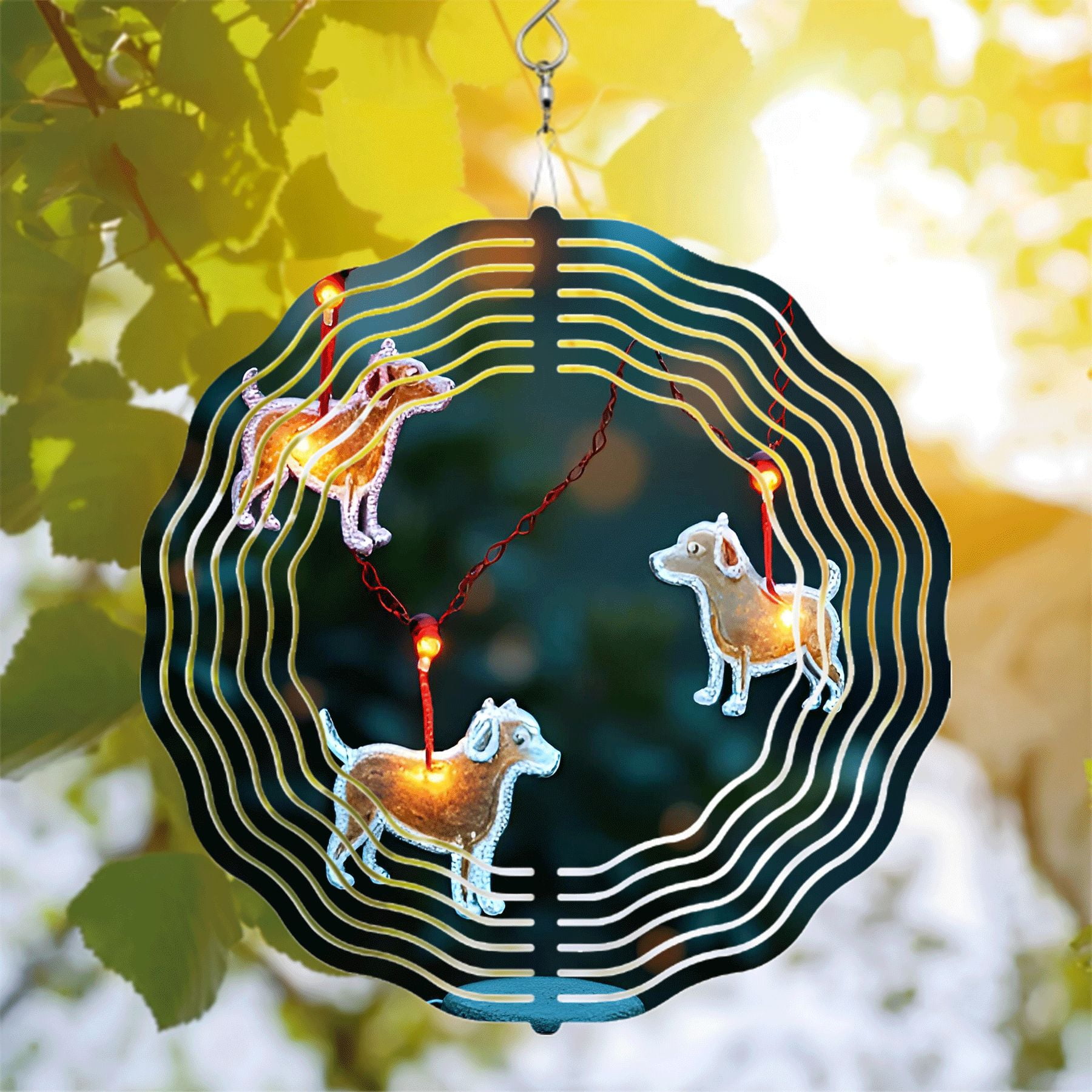 Futuristic Metal Hanging Wind Spinners with Concentric Wave Patterns ...