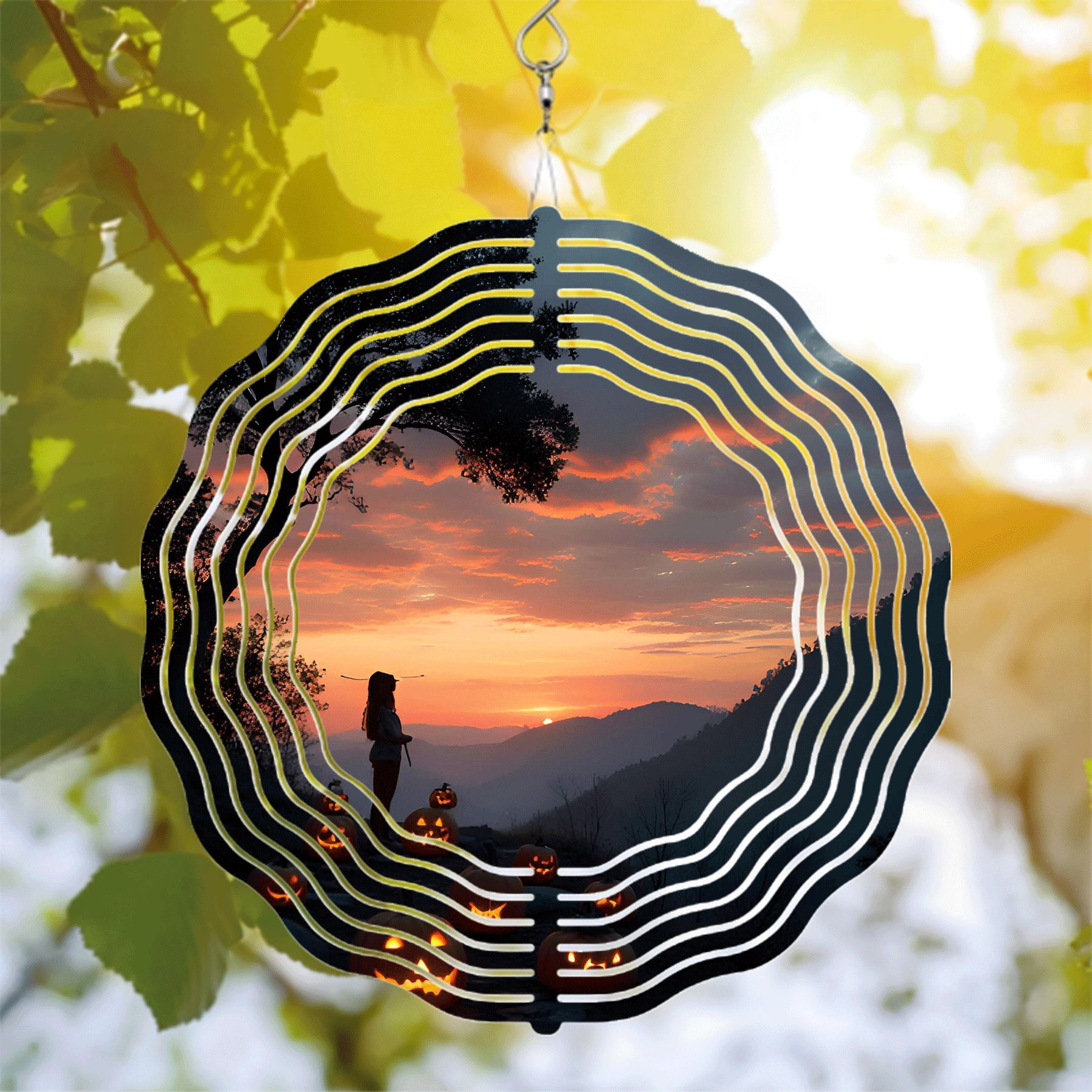 Futuristic Metal Hanging Wind Spinners with Sound Wave Design - Perfect ...