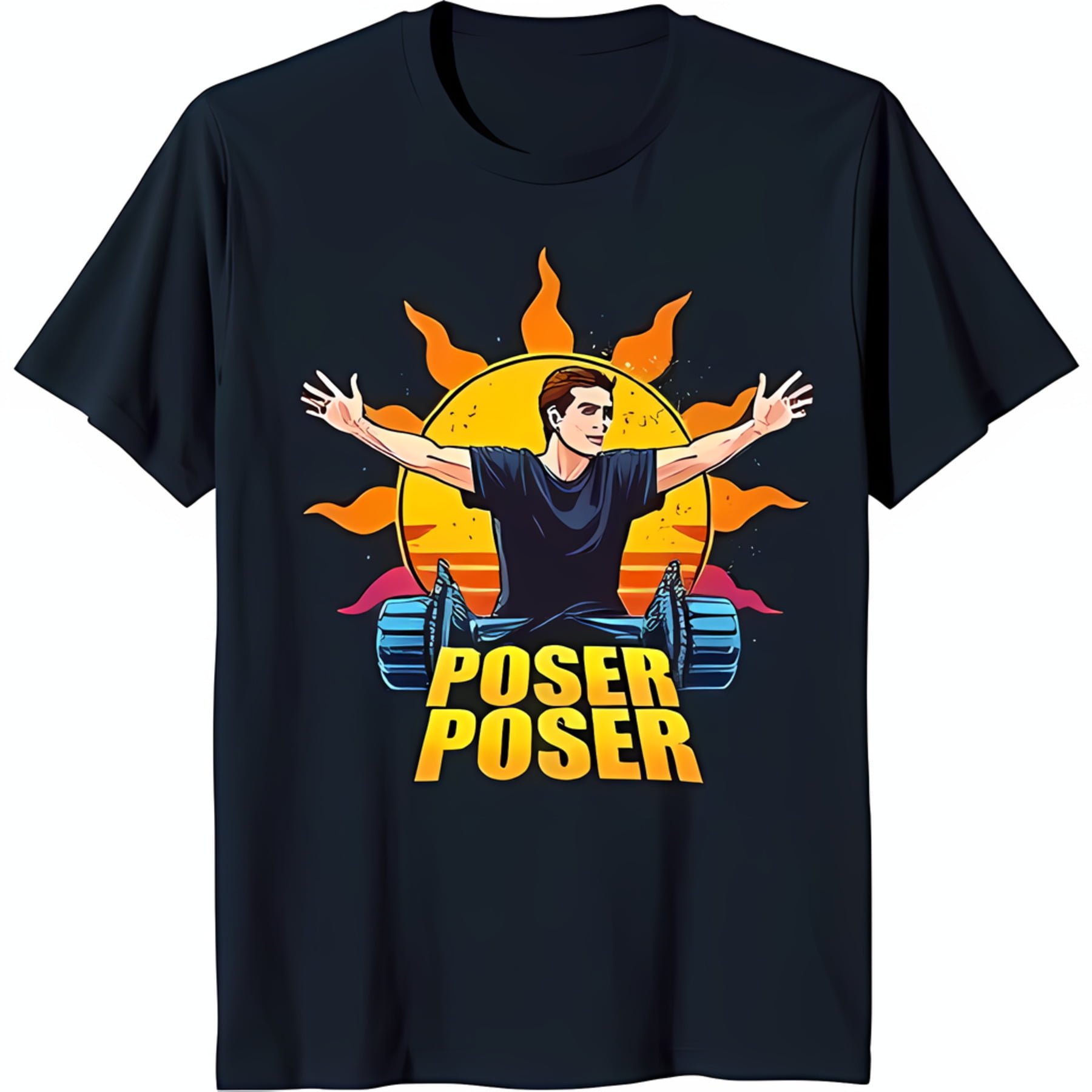 Futuristic Muscle Car Graphic Tee Bold 'POSER POSER' Design on Black T ...