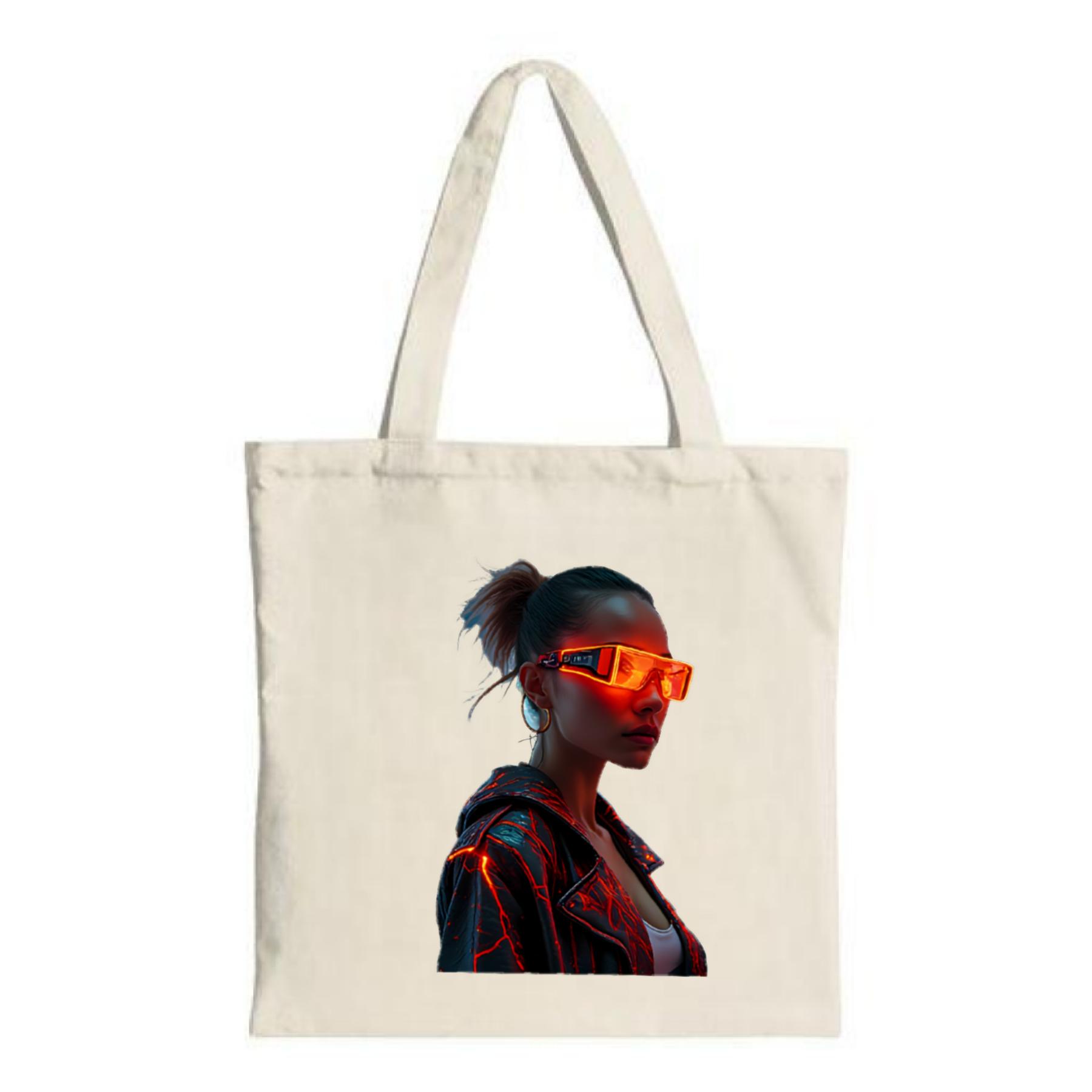 Futuristic Neon Accented Tote Bag - Stylish Canvas Bag with Vibrant ...