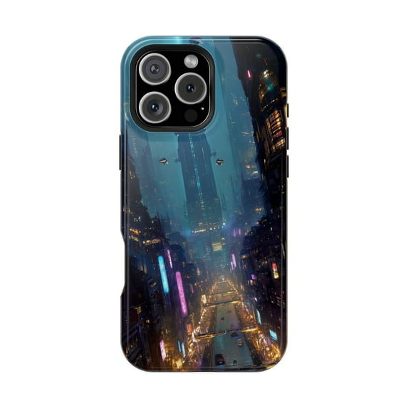 Futuristic Neon City Night Skyline Sci-Fi Digital Scene Art Phone Case ...