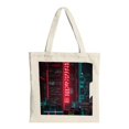 Futuristic Neon Cityscape Tote Bag - Vibrant Cyberpunk Design Perfect ...