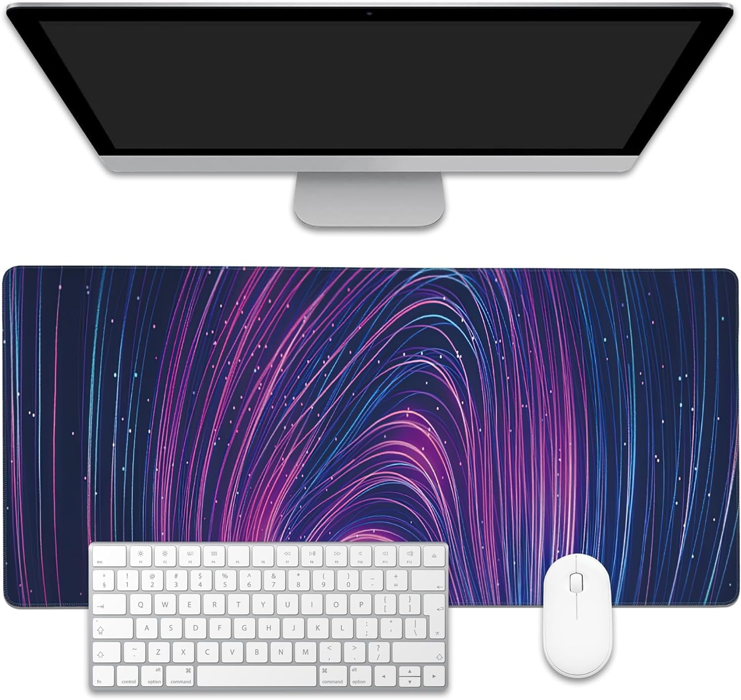 Futuristic Neon Swirl Lines Large Gaming Mouse Pad,Waterproof Desk Mat ...