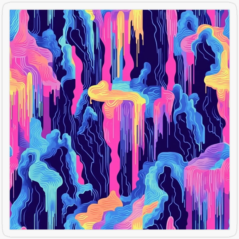 Futuristic Neon Waterfall Sticker Kir-3157 - Walmart.com