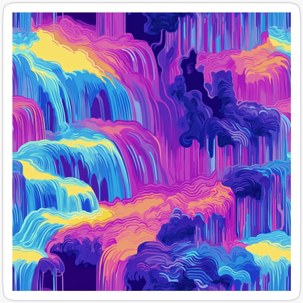 Futuristic Neon Waterfall Sticker Kir-3164 - Walmart.com