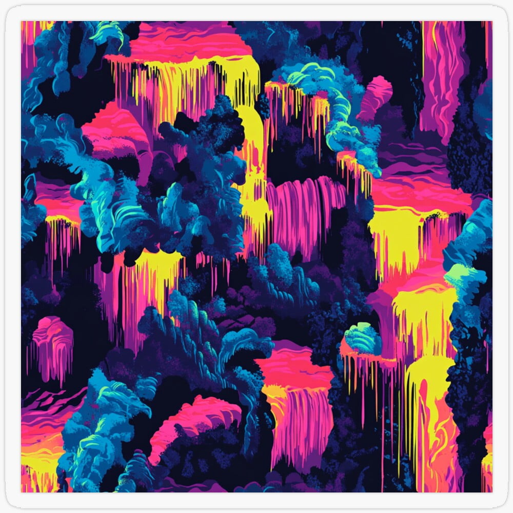 Futuristic Neon Waterfall Sticker Kir-3180 - Walmart.com