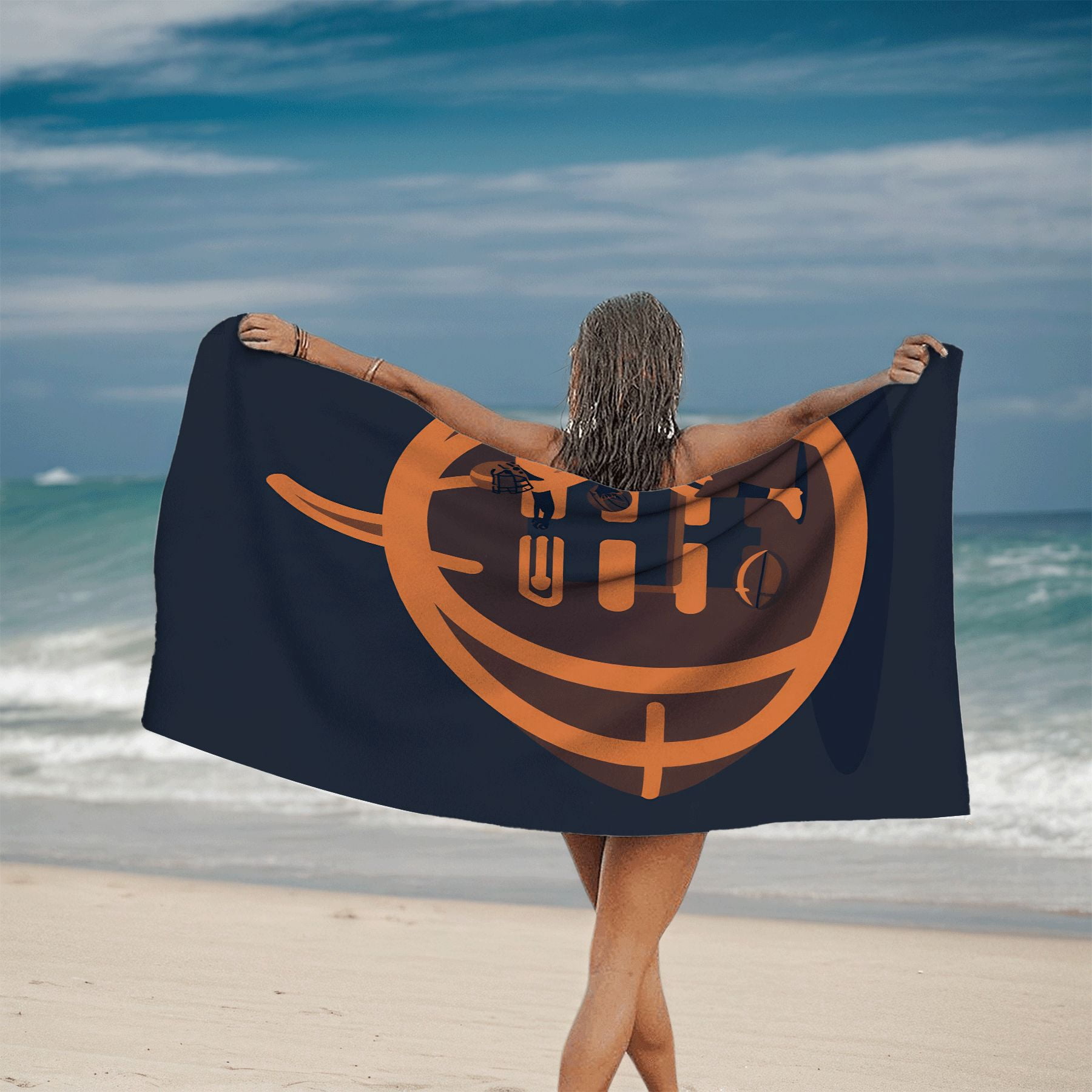 Futuristic Orange Outline Pattern Beach Towel - Stylish Pool & Travel ...