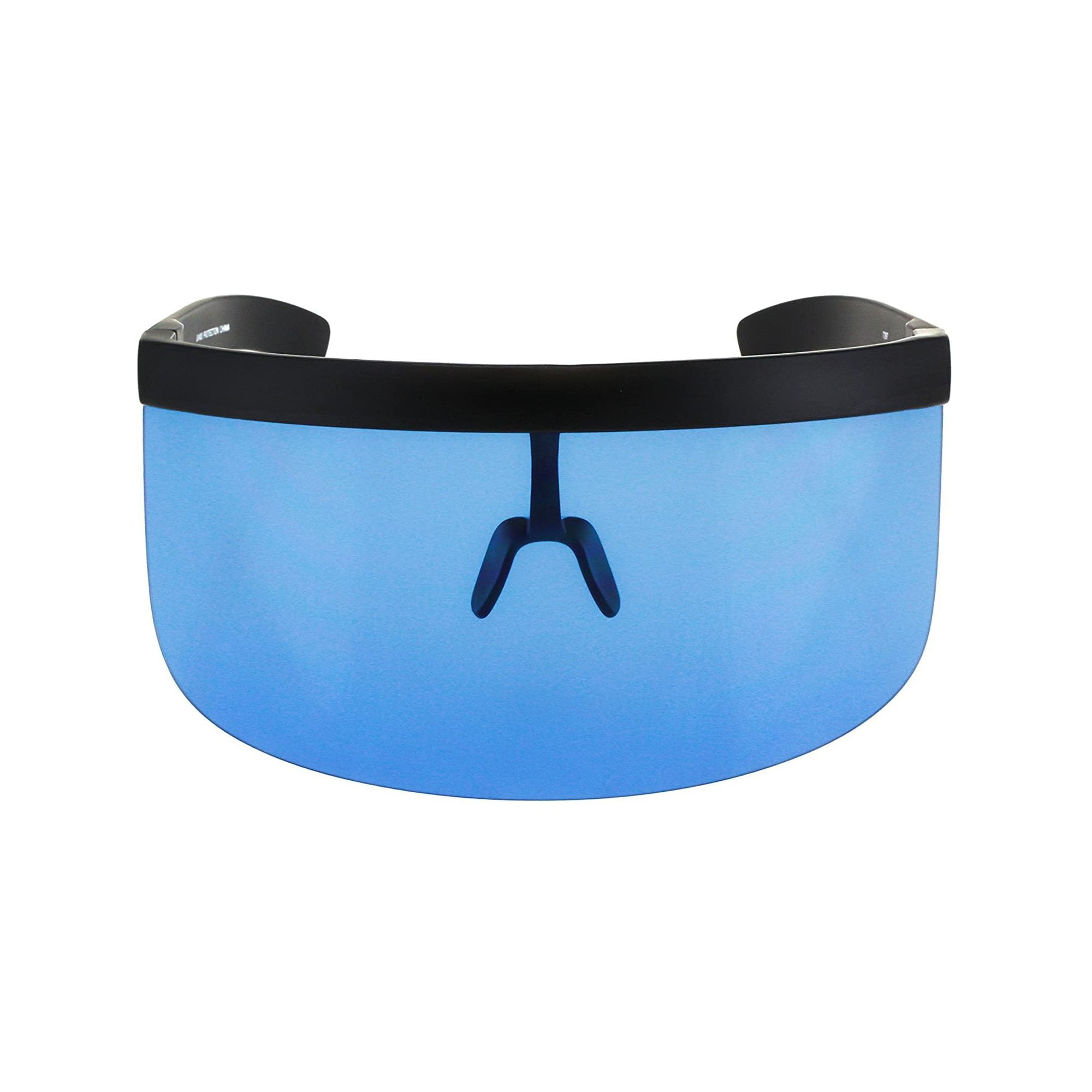 Futuristic Oversize Shield Visor Sunglasses Flat Top Mirrored Mono Lens ...