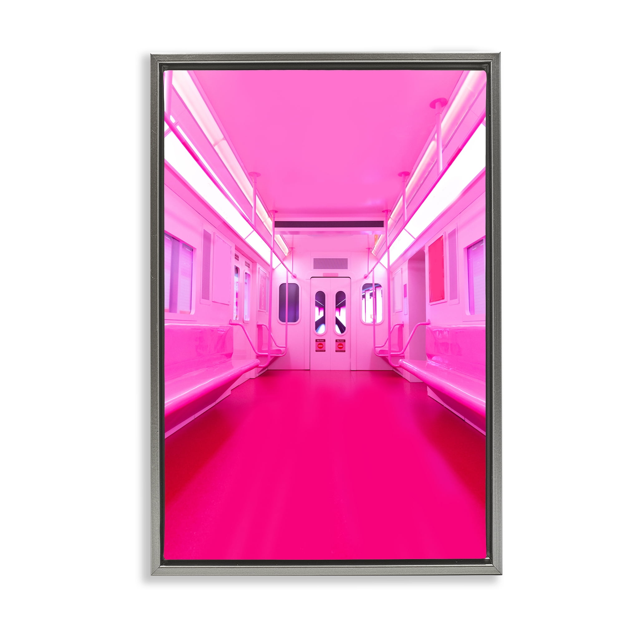 Futuristic Pink Tone Subway Gray Framed Floater Canvas Wall Art, design ...