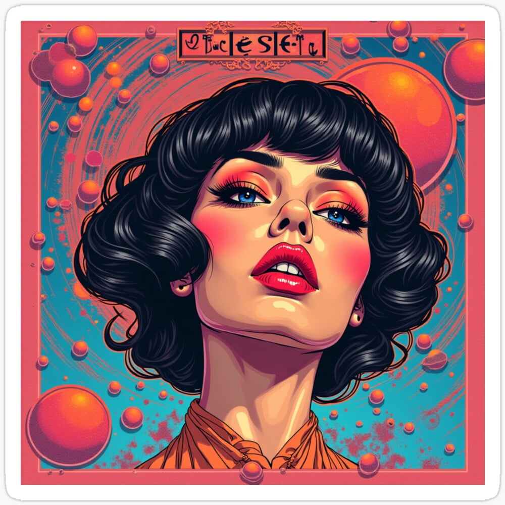Futuristic Pop Art Portrait Sticker Phone Decal Water Bottle Stickers ...