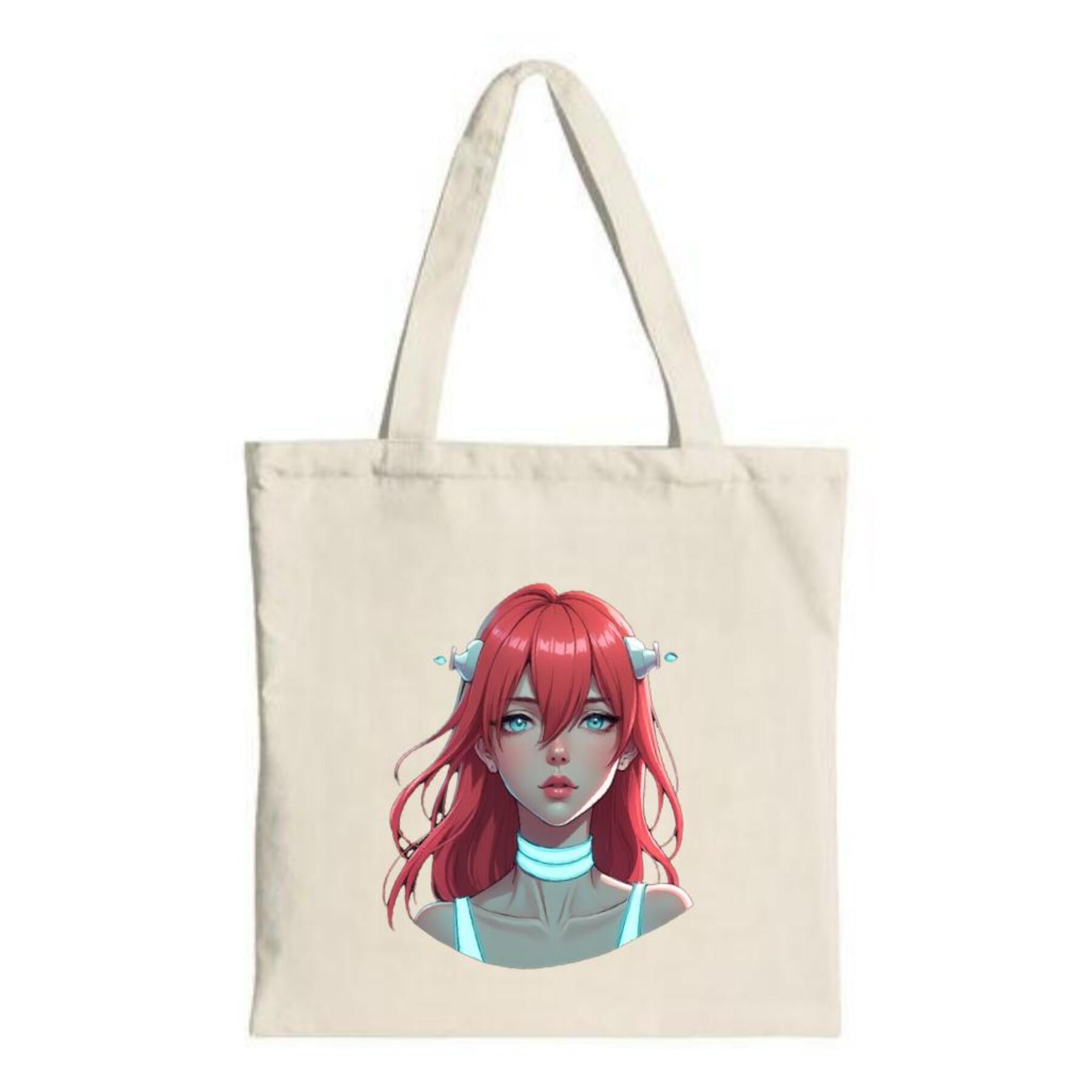 Futuristic Red - Haired Character Tote Bag - Stylish Canvas Bag with ...