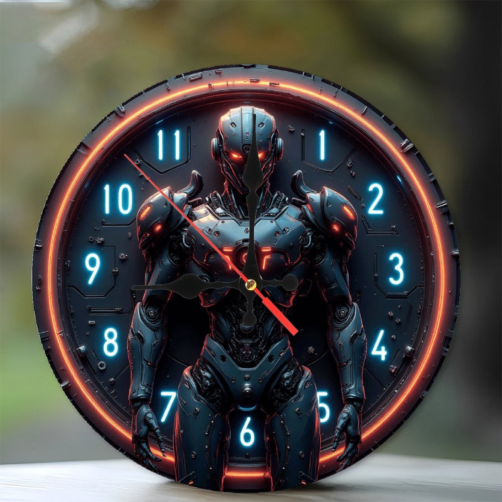 Futuristic Robotic Timepiece Wall Clock Design 10-Inch Silent Wooden ...