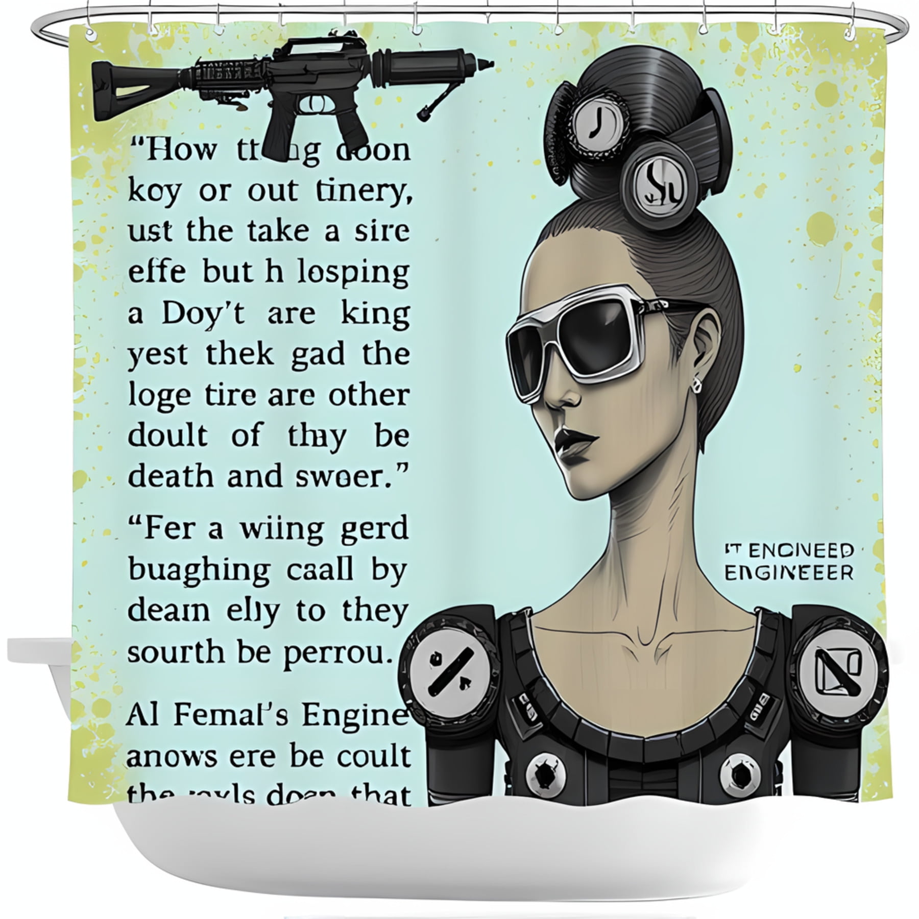 Futuristic Robotic Woman Shower Curtain with Vintage Sci-Fi ...
