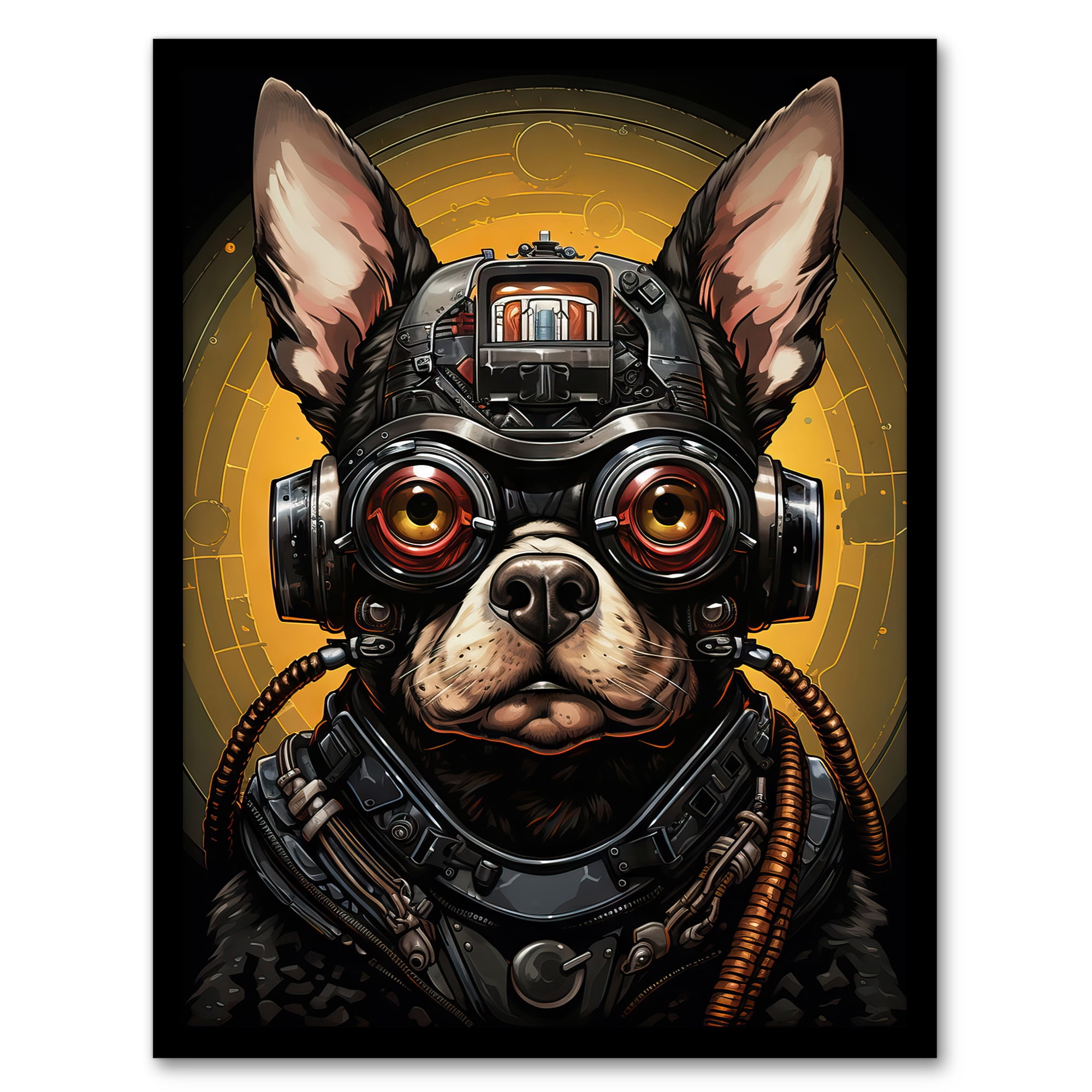 Futuristic Sci Fi Atompunk Matrix Dog Cute Fun Artwork Framed Wall Art ...