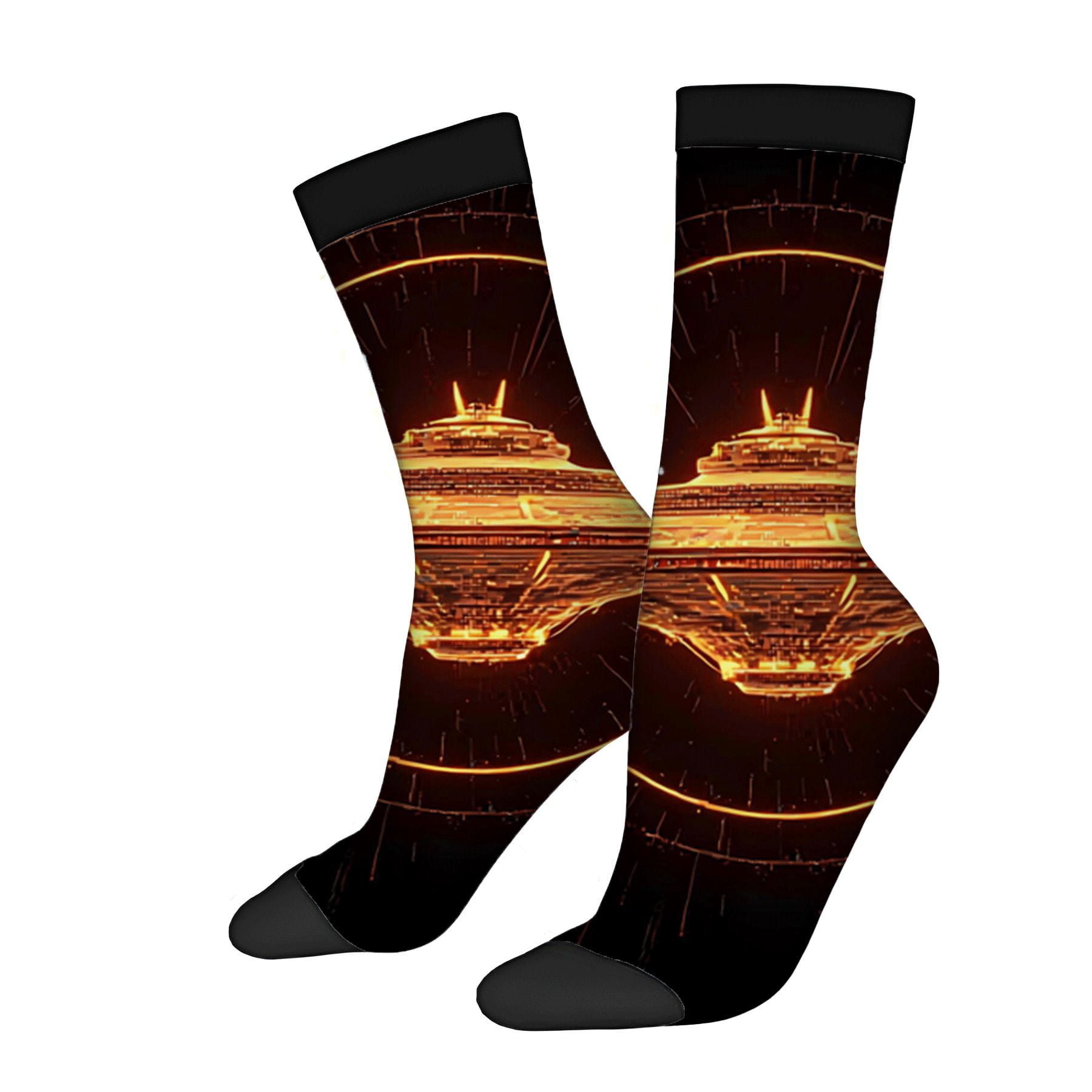 Futuristic Sci - Fi Socks - 2 Pairs of Unisex Trendy Socks with Glowing ...