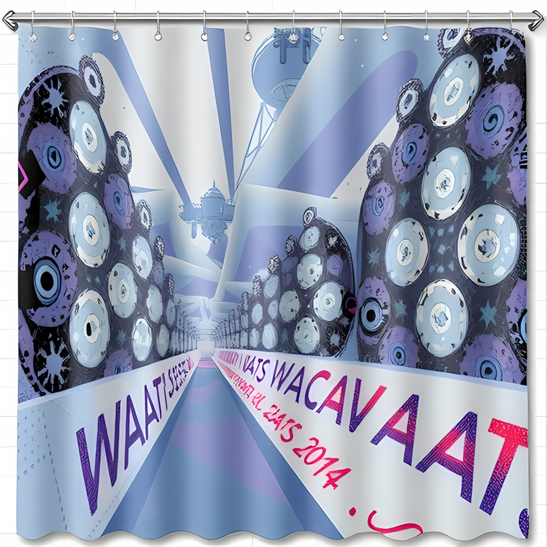 Futuristic Space-Themed Shower Curtain with Intricate Gears and Vibrant ...